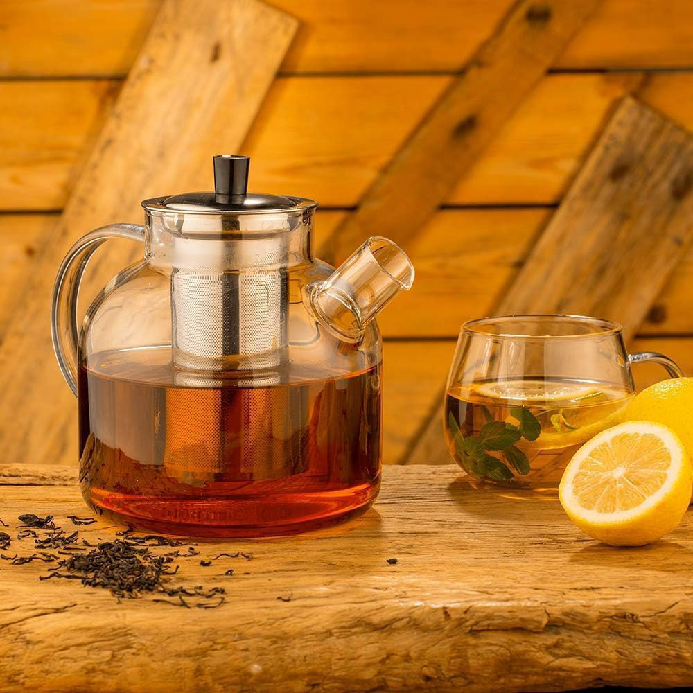 George Oliver Glass Teapot With Removable Infuser, Stovetop Safe Large ...