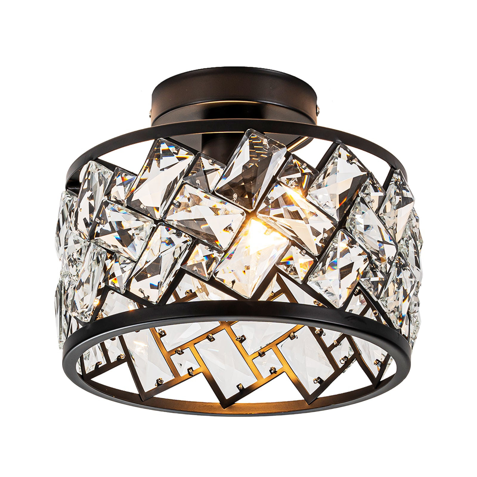 Mercer41 Black Hallway Light Fixtures Crystal Semi Flush Mount ...