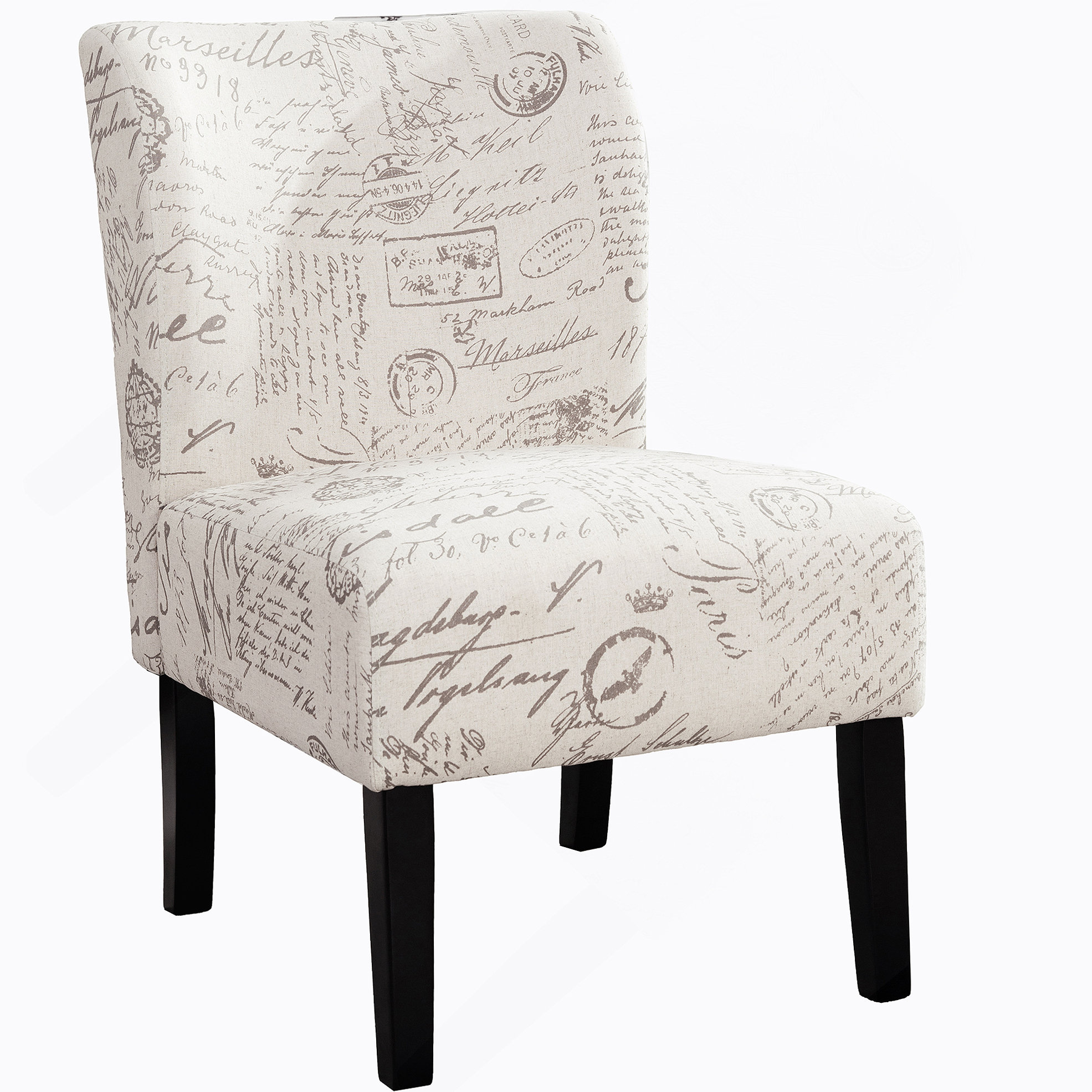 Ebern Designs Capa English Letter Print Fabric Armless Contemporary ...