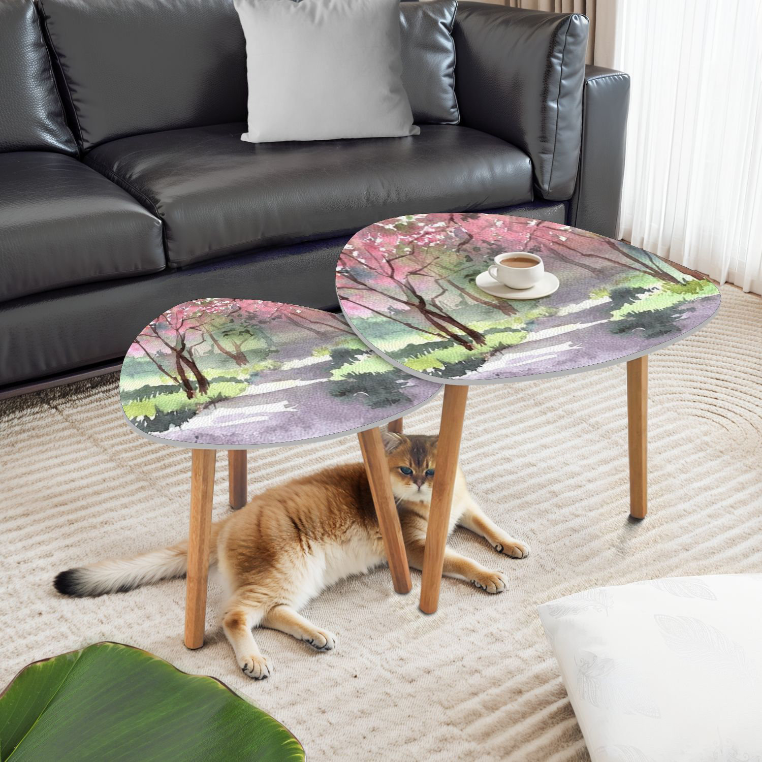 George Oliver Triangle Nesting Coffee Table Set of 2 Watercolor ...