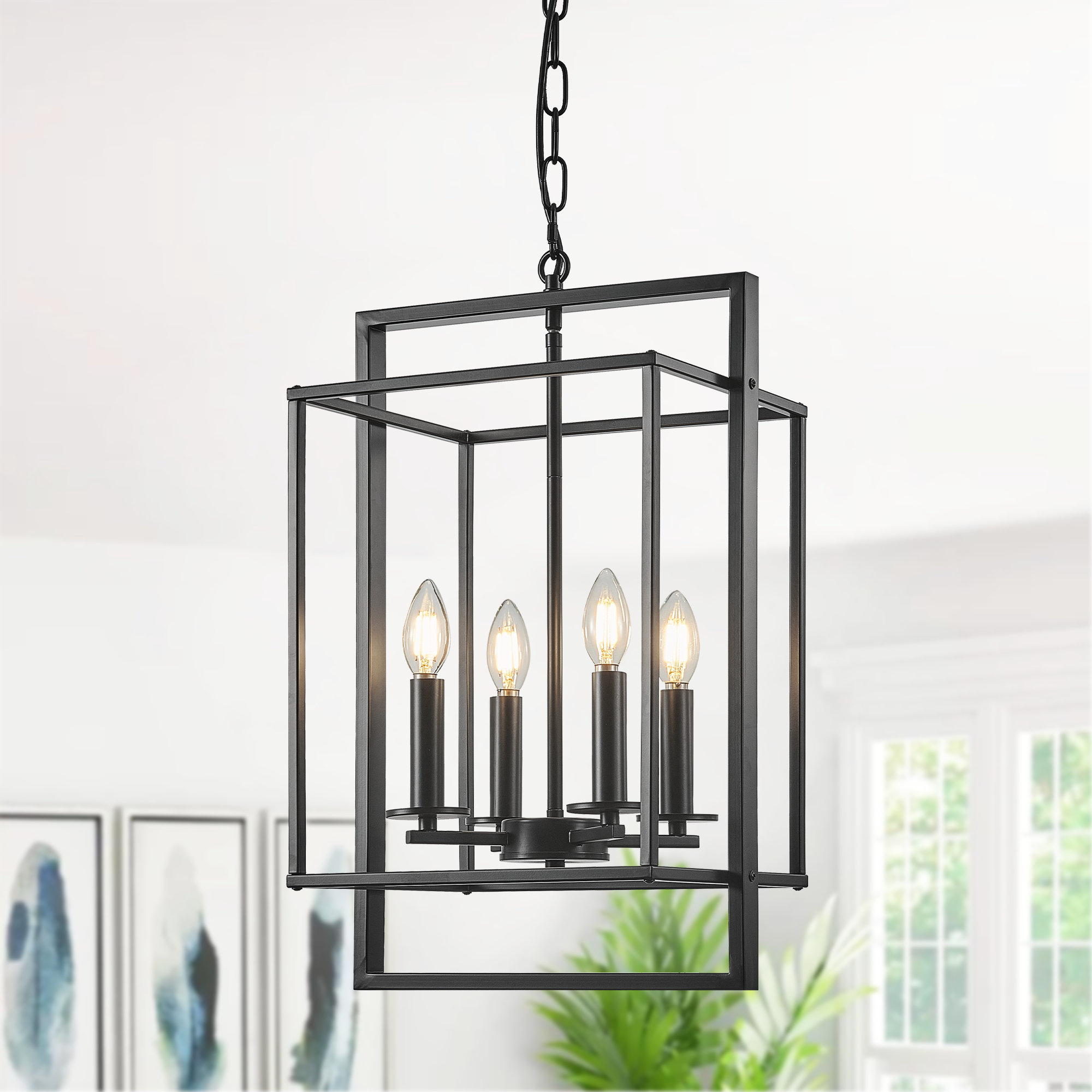 Gracie Oaks Turusan 4 - Light Lantern Rectangle Pendant | Wayfair