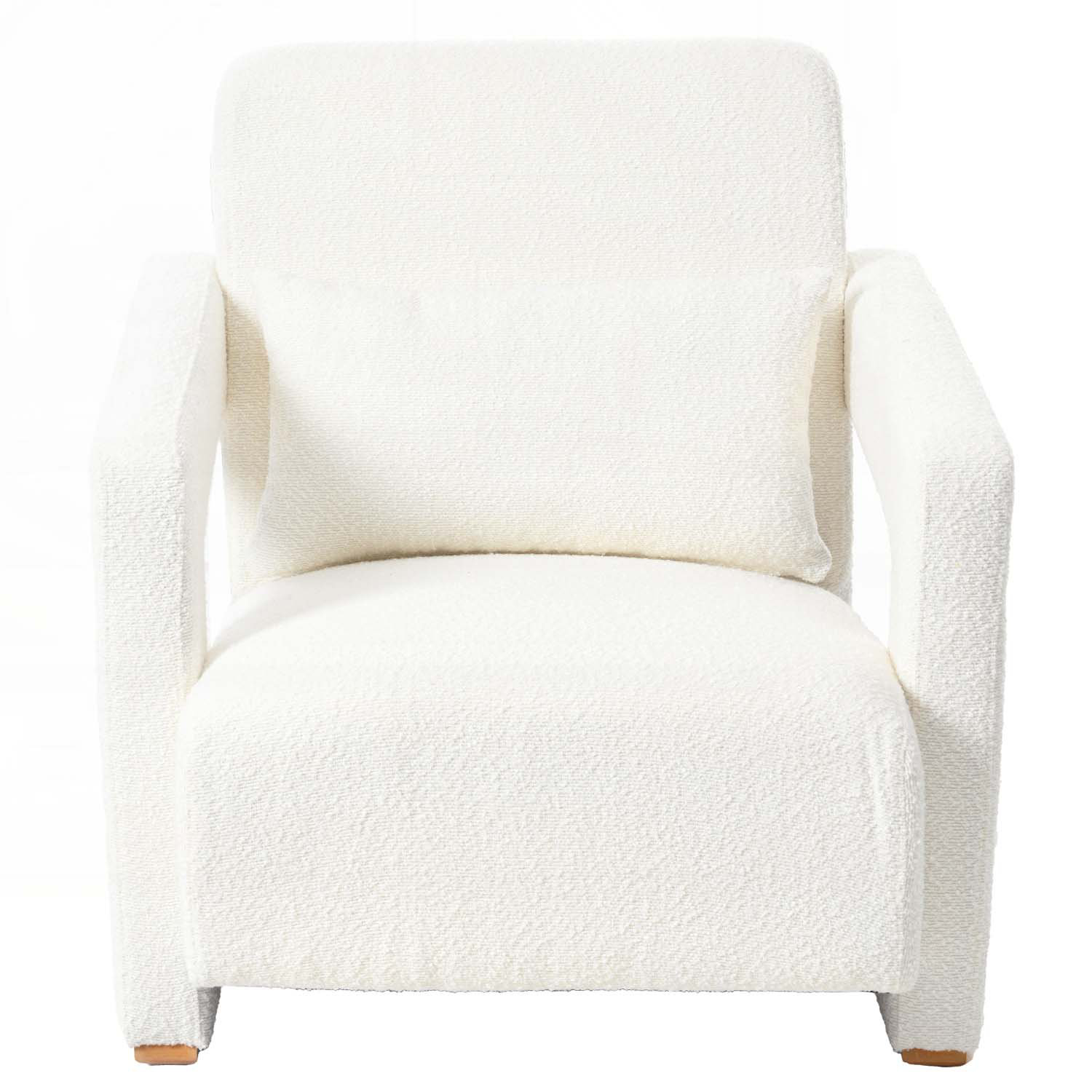 Brayden Studio® Boucle Upholstered Club Chair with Square Wooden Block ...