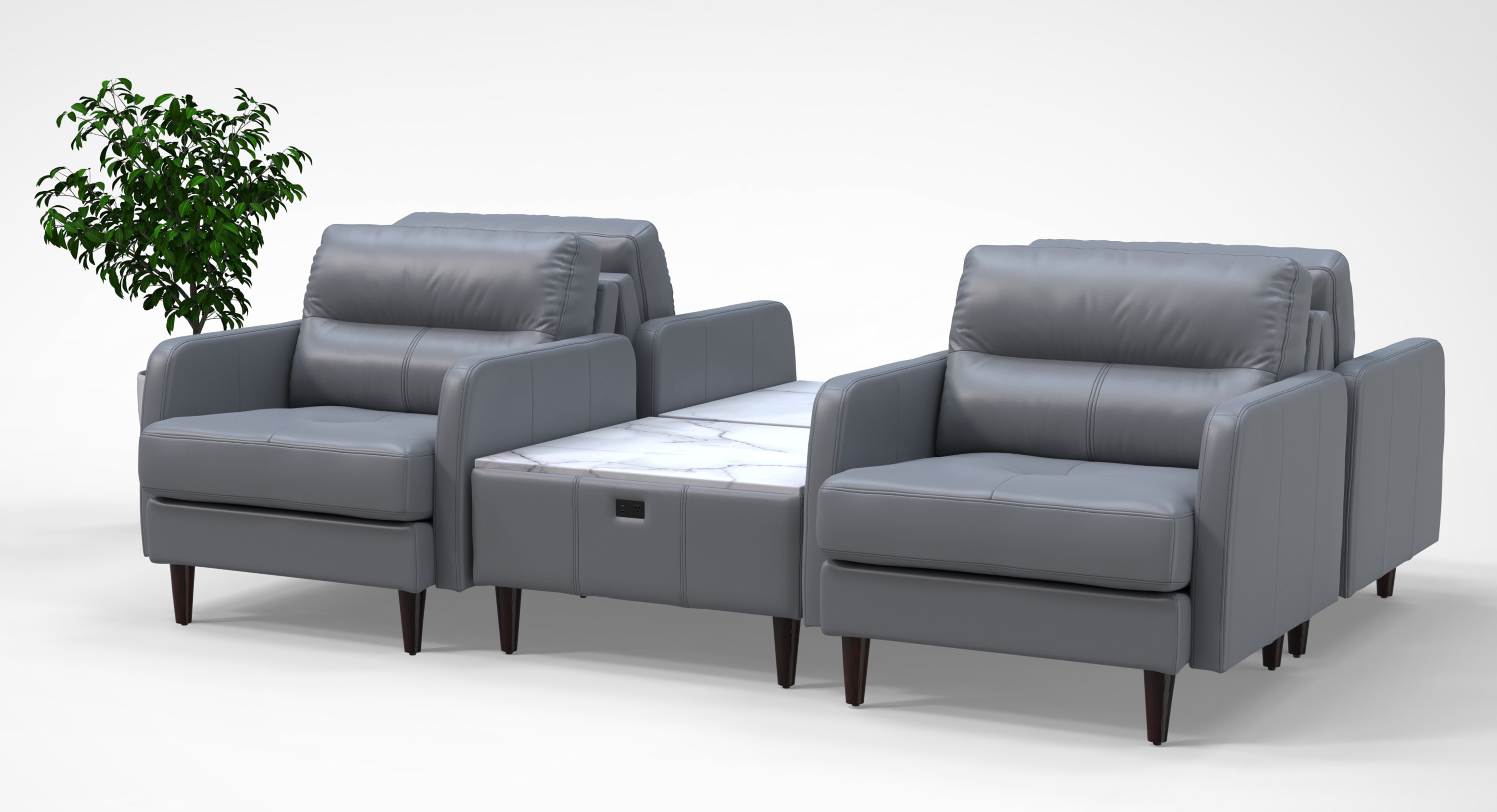 Reunion 4 Person Waiting Room Reception Chairs with Charging Tables Set ...