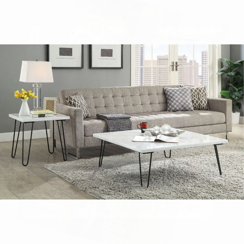 Everly Quinn Modern Elegance White Marble Coffee Table 1Pc Luxury ...