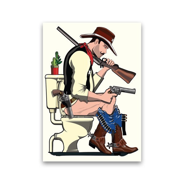 Happy Larry Cowboy - Graphic Art Print on Paper | Wayfair.co.uk