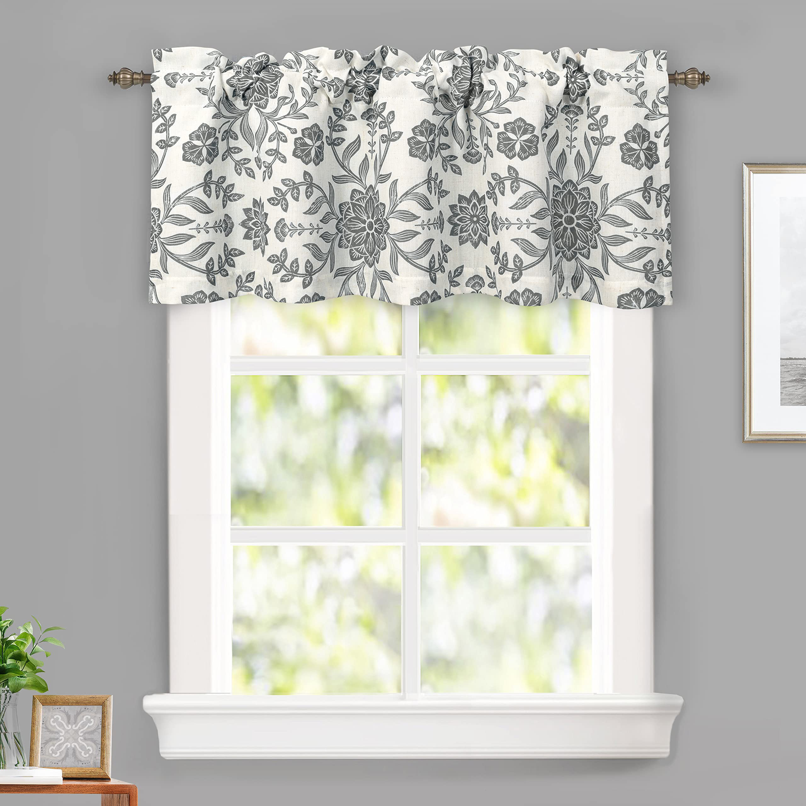 DriftAway Twyla Floral Linen Tailored 52" Window Valance & Reviews ...