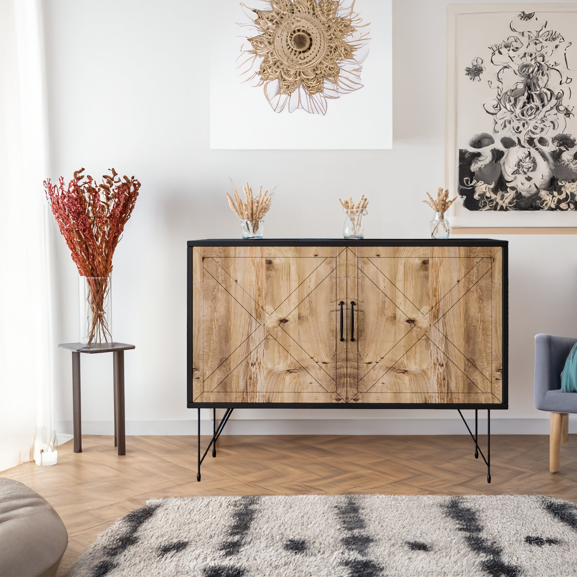 Loon Peak Metal Frame Console Table With Closed Storage - Wayfair Canada