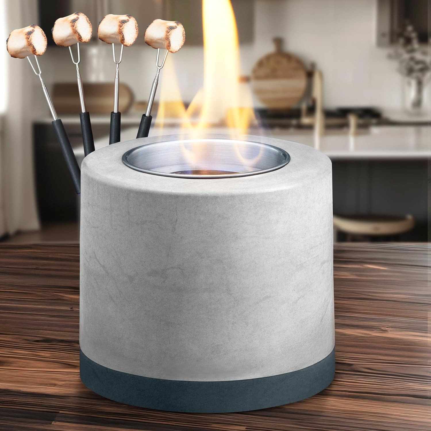 Wrought Studio™ Small Portable Mini Fireplace - Concrete Outdoor and ...