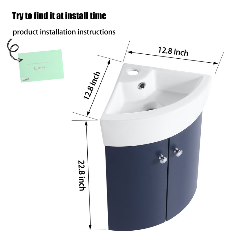 Breakwater Bay Lovilia 16 inch Wall Mounted Single Bathroom Vanity With ...