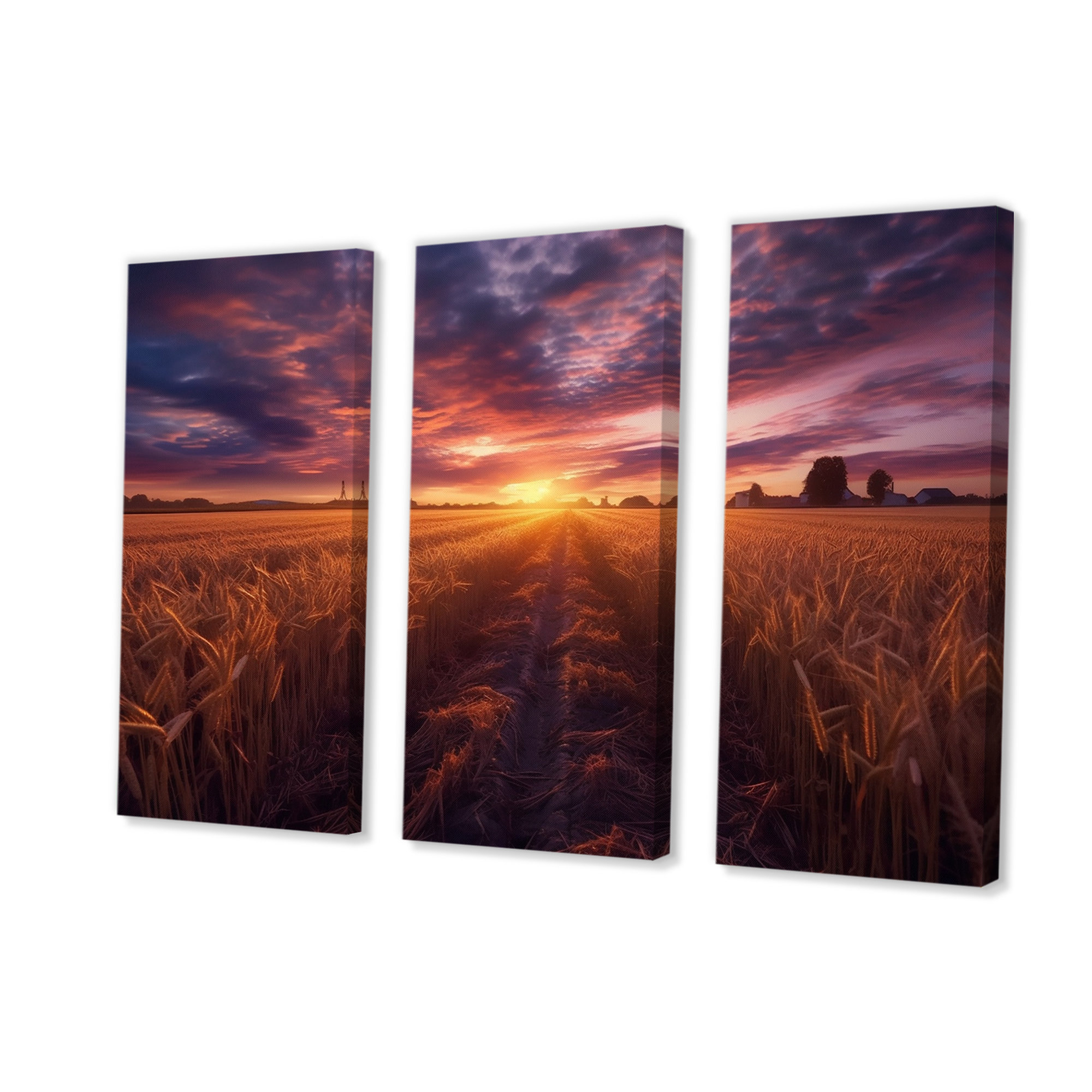 Design Art Glorious Sunset Over Flanders Wheat Fields II - Meadow ...