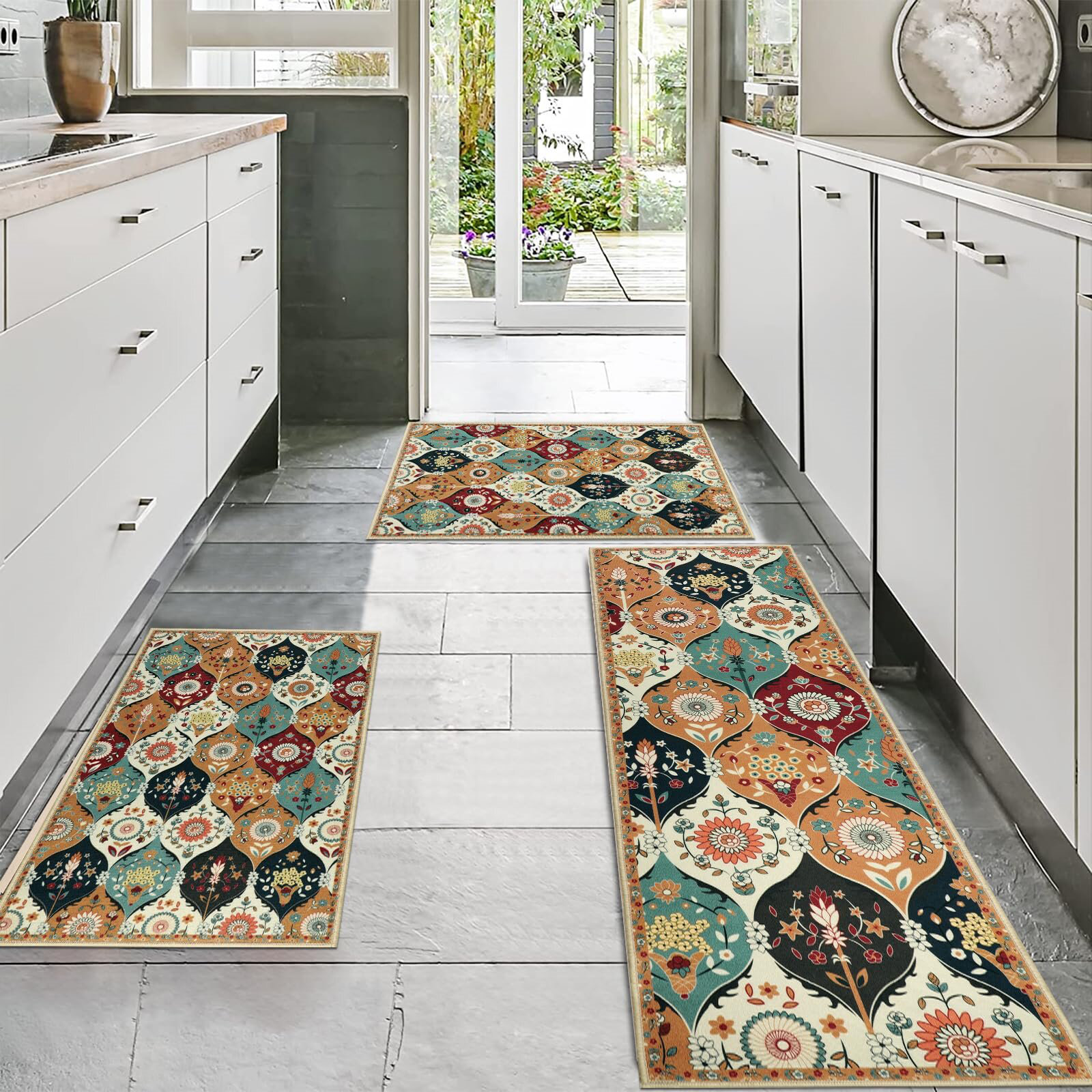 Bungalow Rose Washable Kitchen Rug Sets,Non Slip Kitchen Mats and Mats ...