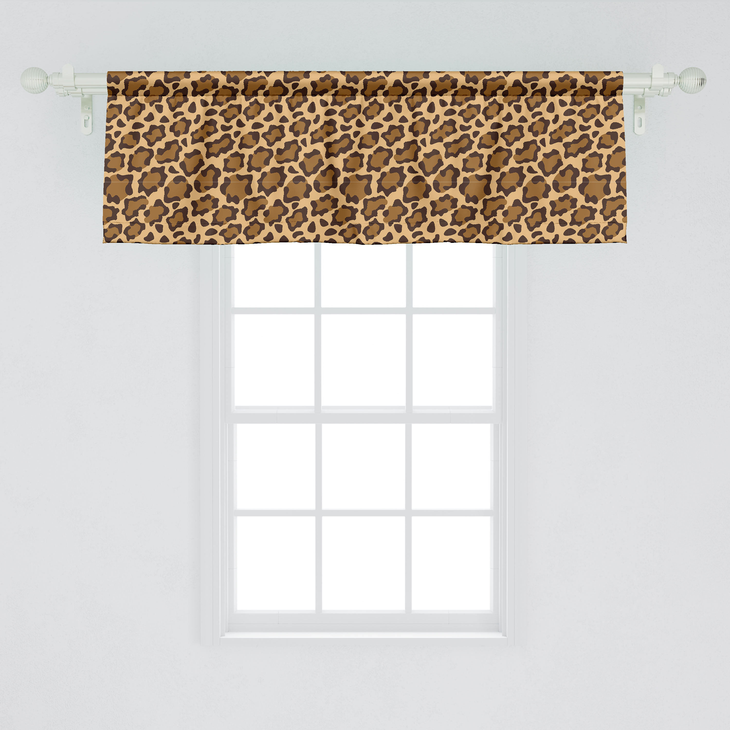 Ambesonne Leopard Print Valance Pack of 2 Panthera Specie Skin Sand ...