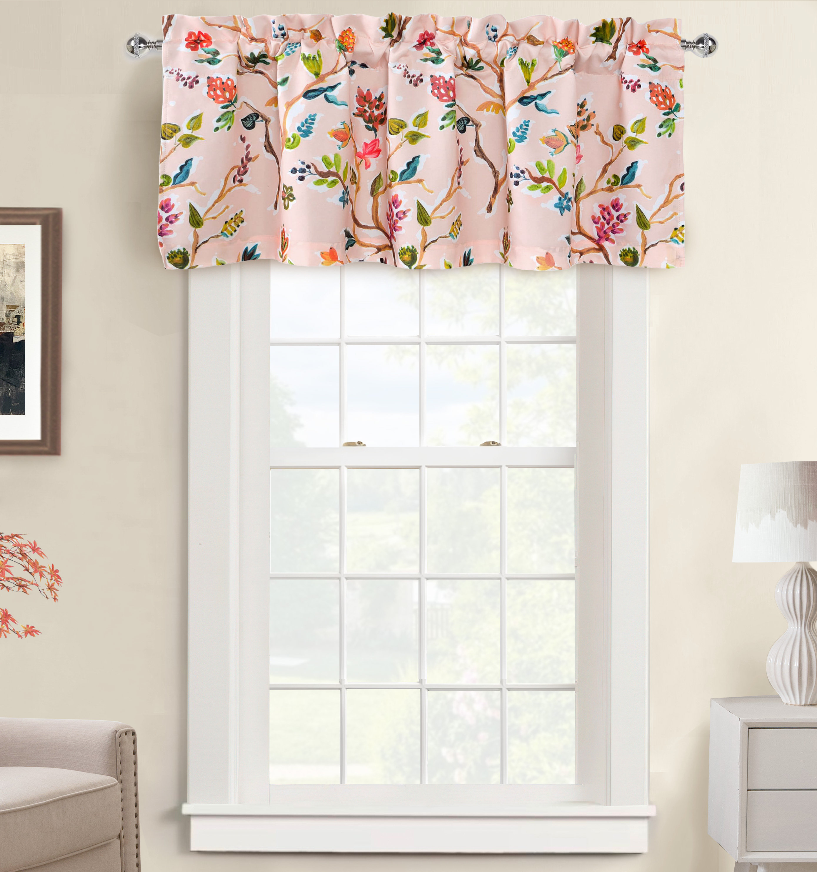 Red Barrel Studio® Adalie Floral Kitchen Valance 52" Window Valance ...