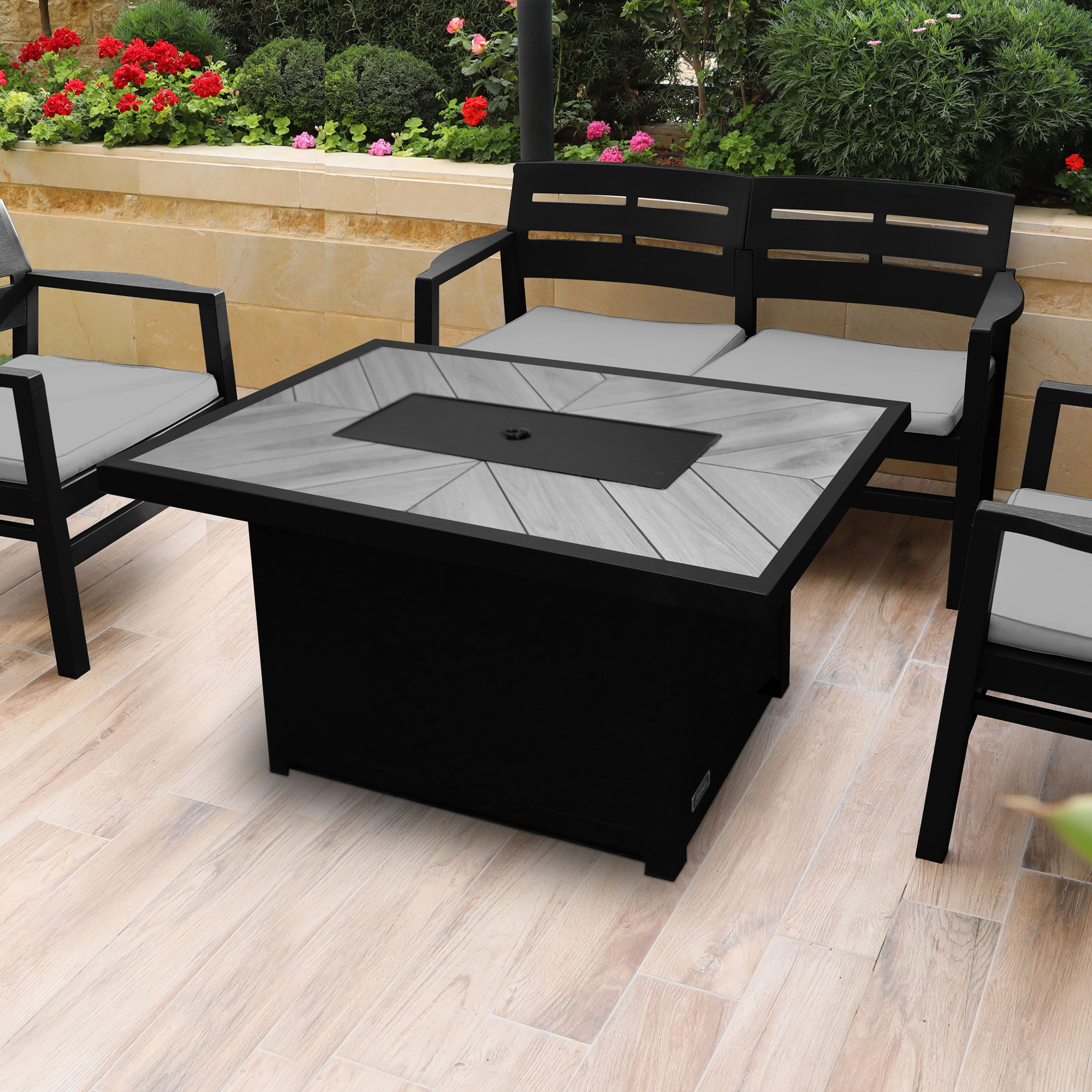 Sunbeam Rectangular Ceramic Top Aluminum Propane/Natural Gas Fire table ...