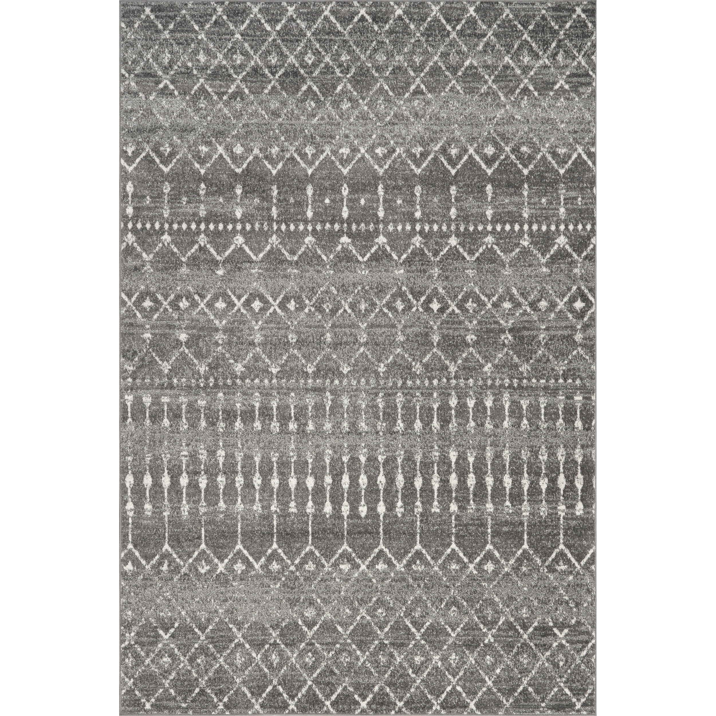 Union Rustic Tapis à motif géométrique marocain gris foncé Amanuel et Commentaires - Wayfair Canada