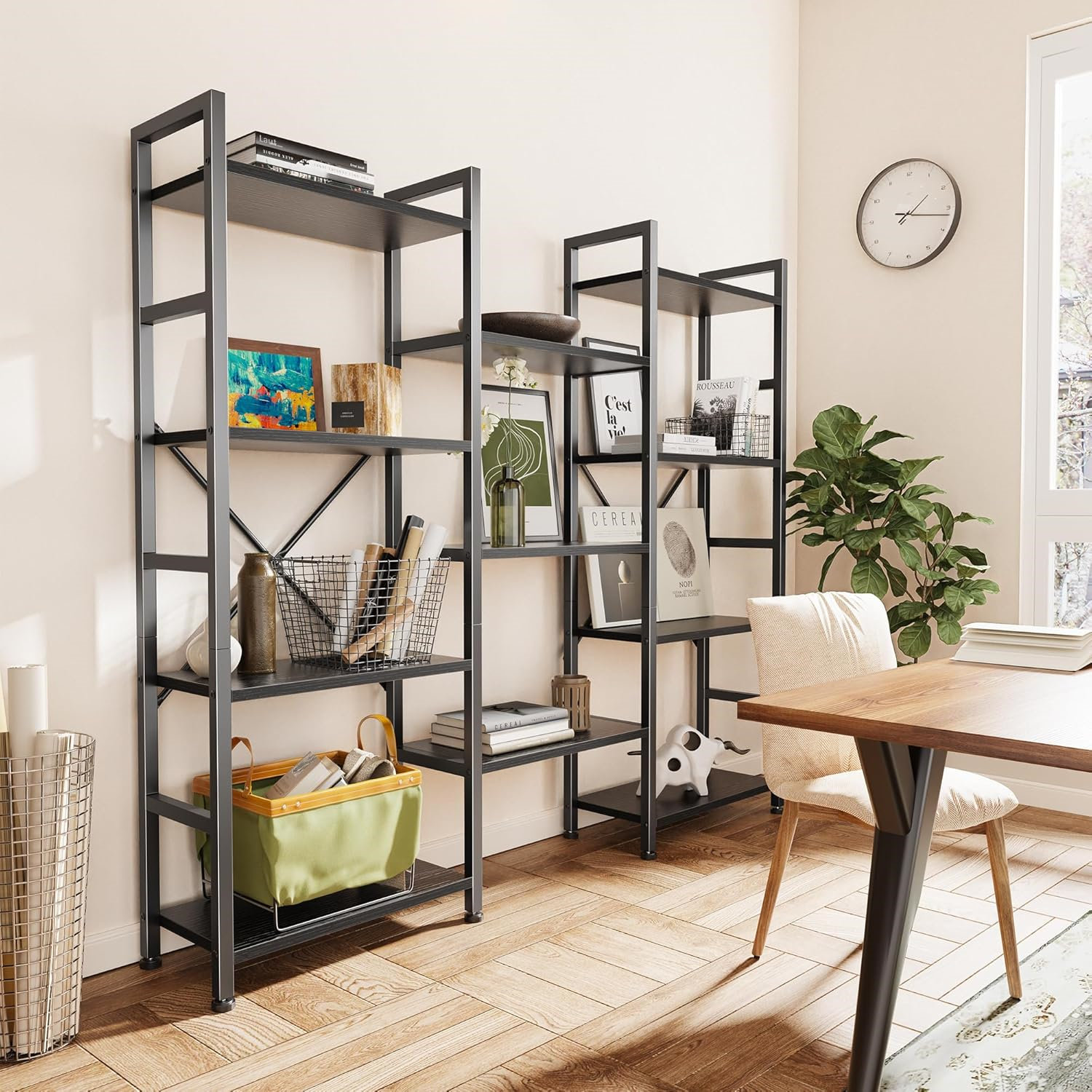 Corrigan Studio® Bookshelf, Bookcase with Open Display Shelves, Wide ...