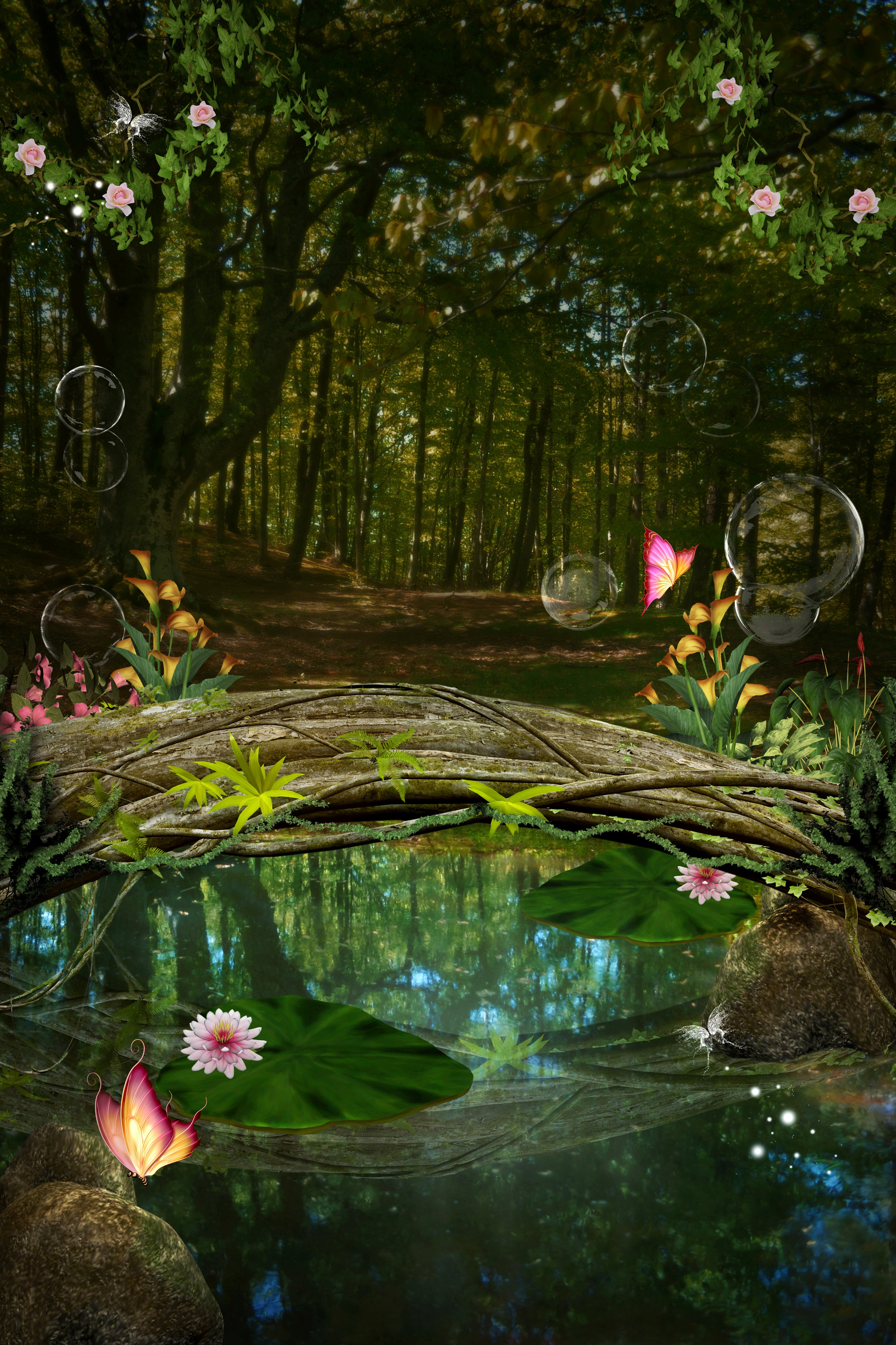 Alpen Home Enchanted Pond in the Woods by Ellerslie77 - Wrapped Canvas ...