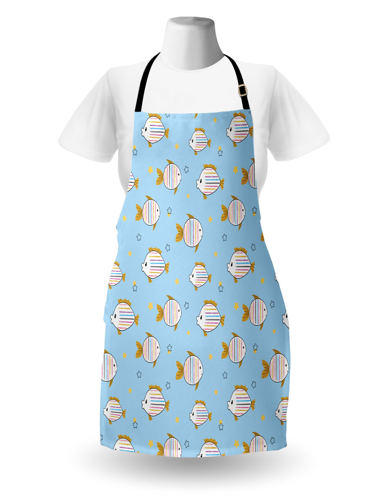 Bayou Breeze Cartoon Apron Unisex Fish Swimming Art Adult Size Sky Blue ...