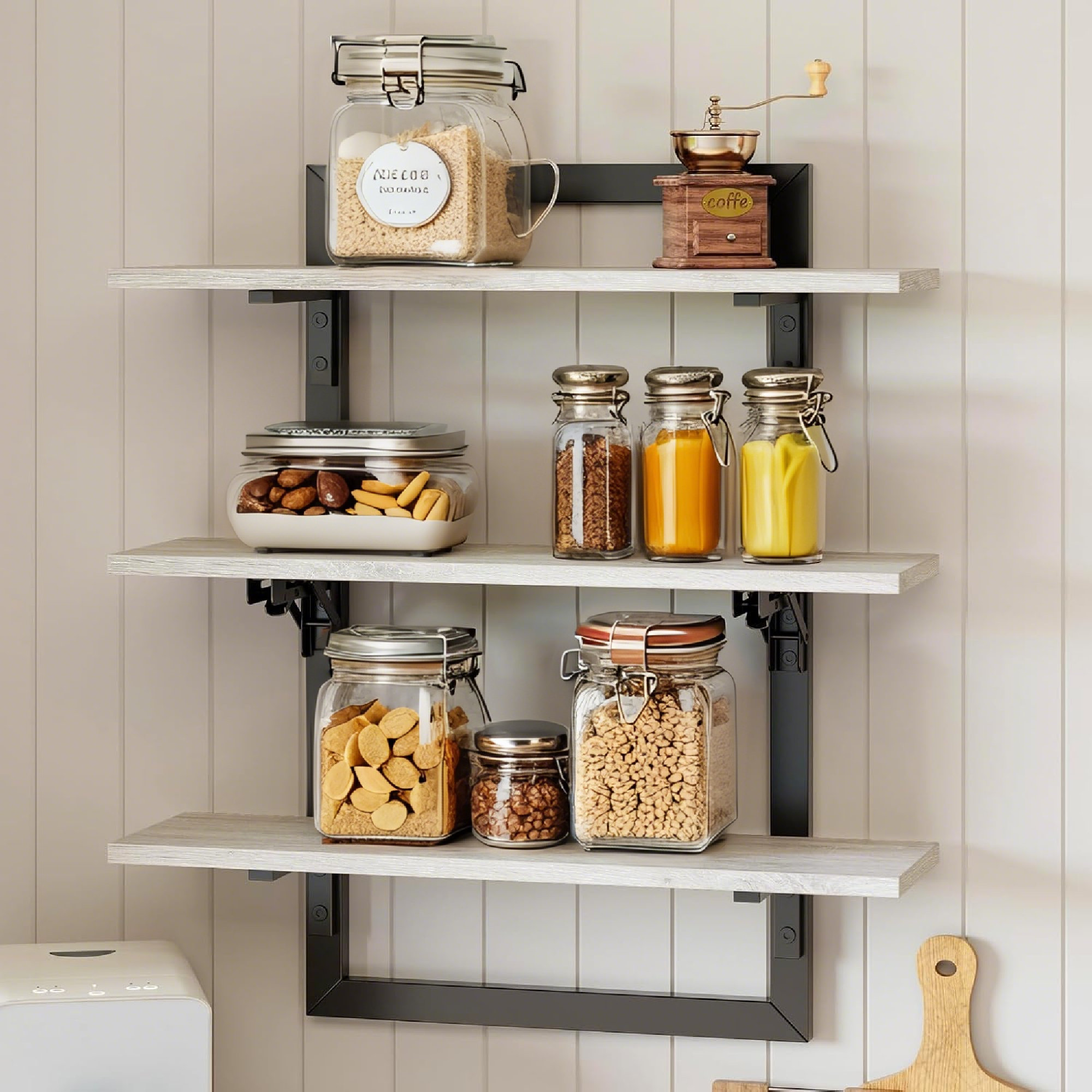 Latitude Run® Space-Saving 3-Tier Floating Shelves With Foldable Design ...