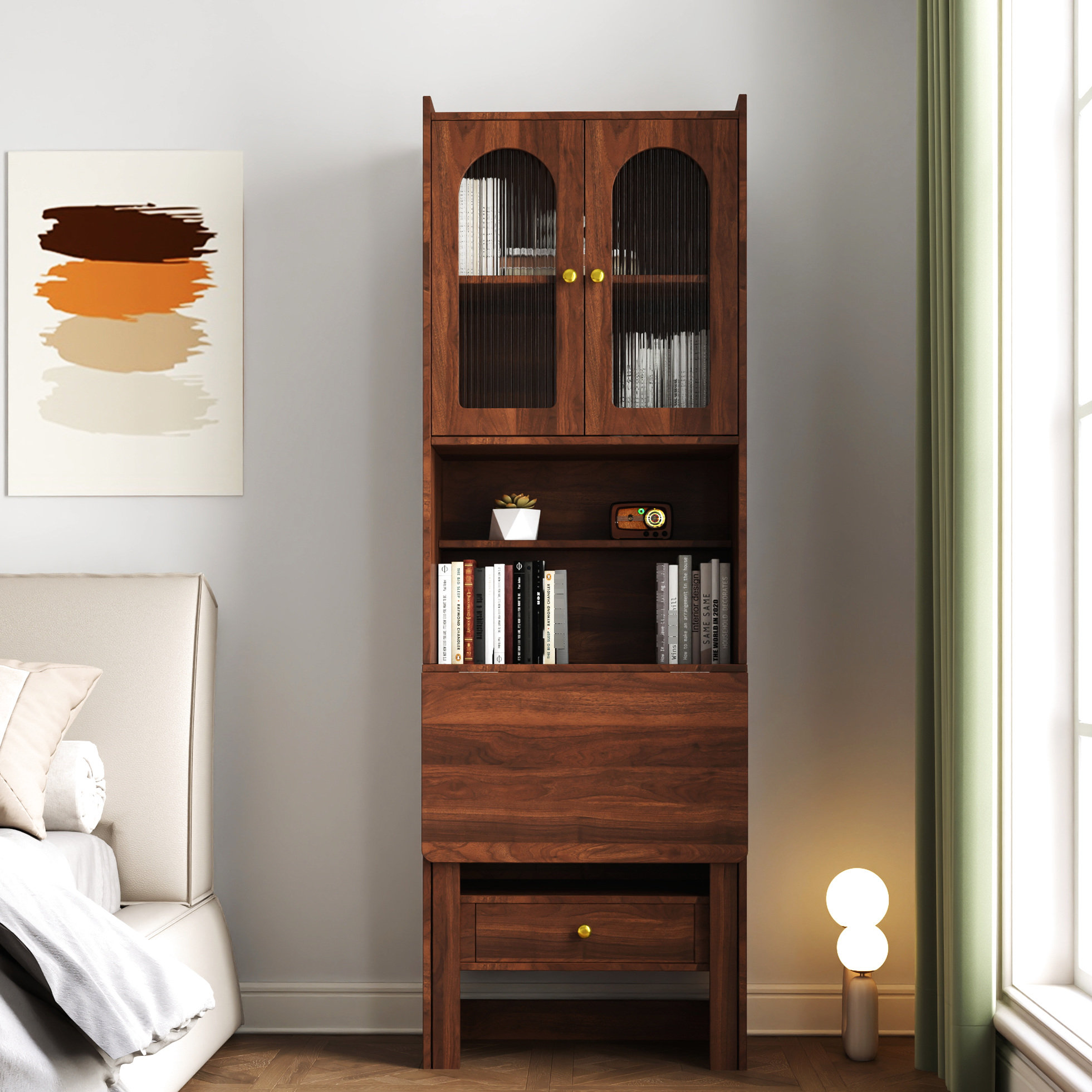 George Oliver Convertible Work Desk With Storage Shelf And Drawer ...