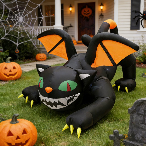 The Holiday Aisle® Halloween Inflatables 1.8m Black Cat Inflatable ...