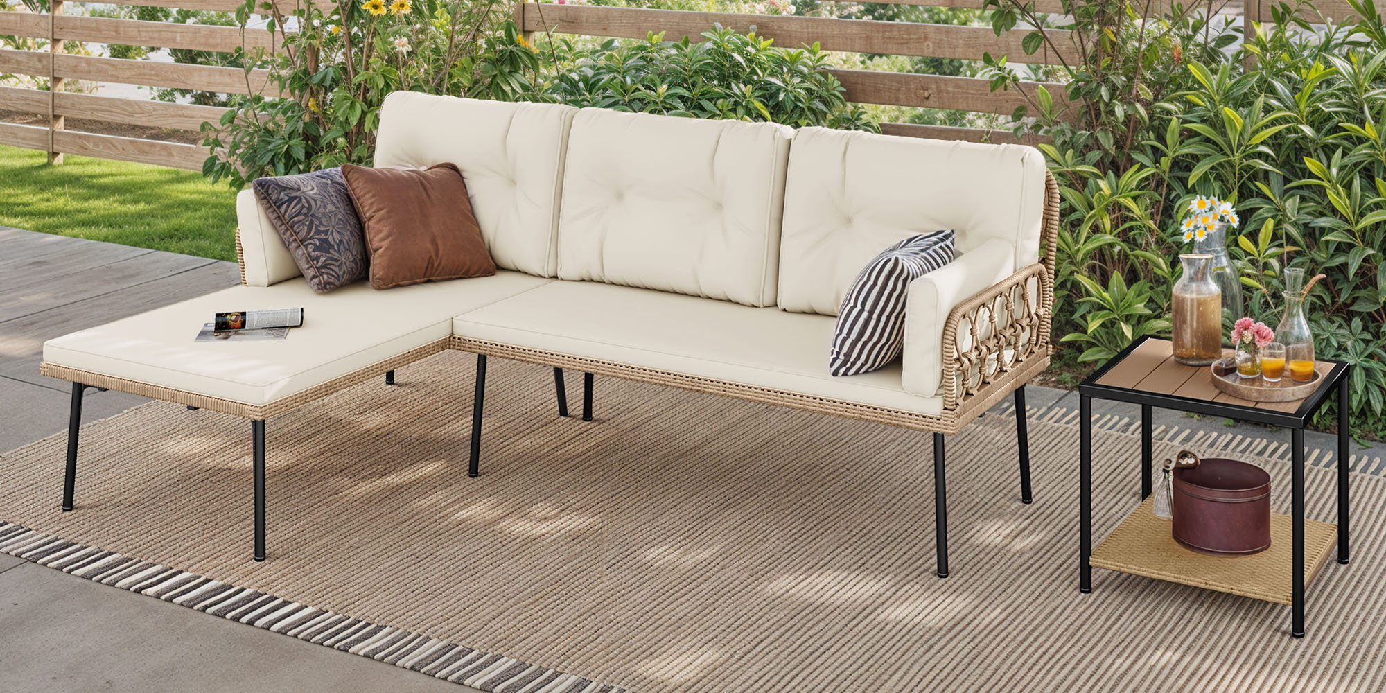 Bay Isle Home™ Ensemble de mobilier d'extérieur en osier 3 pièces ...