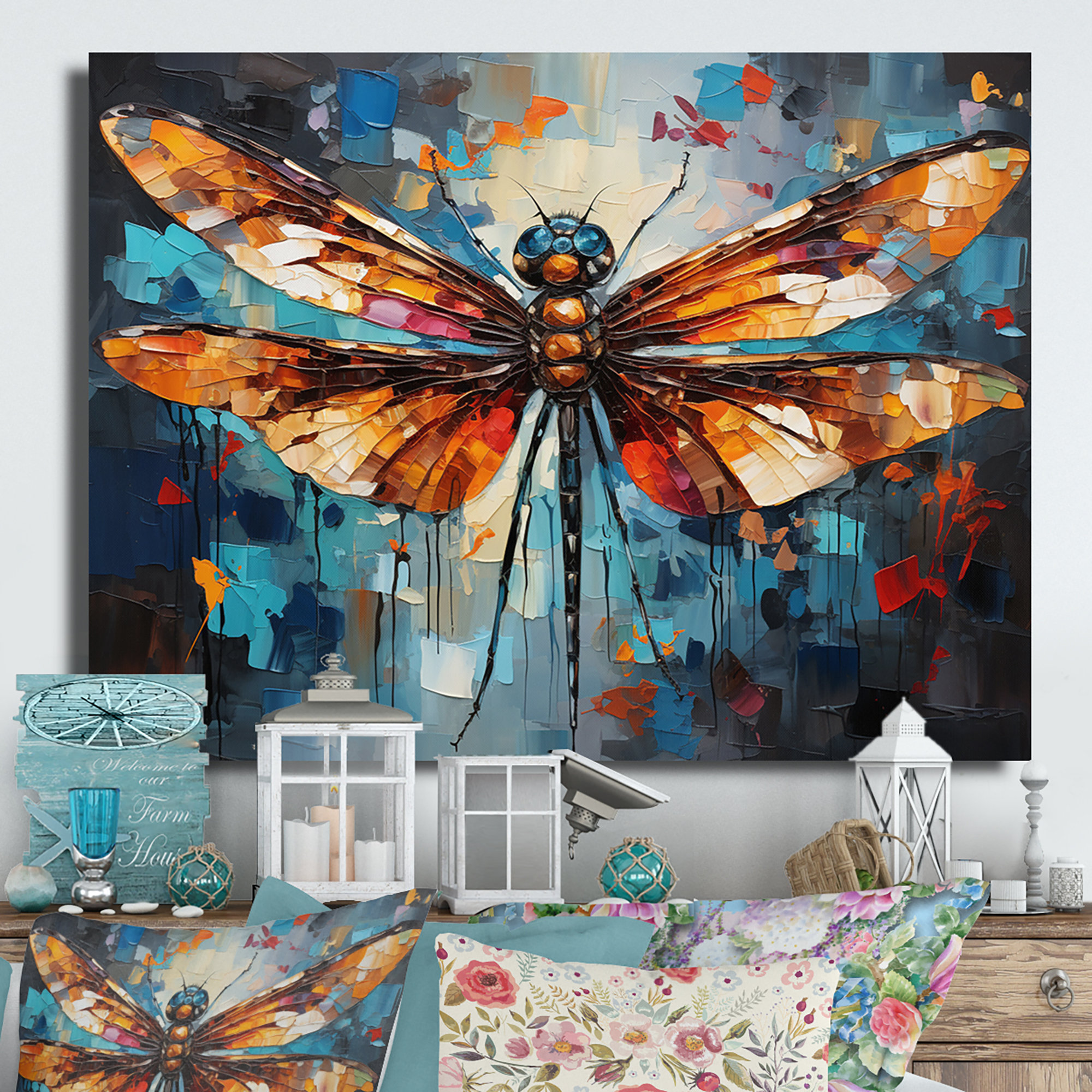Winston Porter Orange Dragonfly Insects Flight Collage II - Animals ...