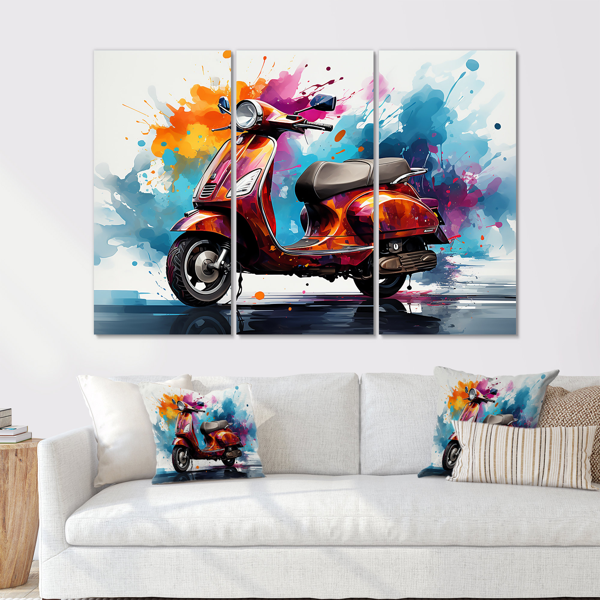 17 Stories Graffiti Scooter Delight II - Scooter Canvas Art Set | Wayfair