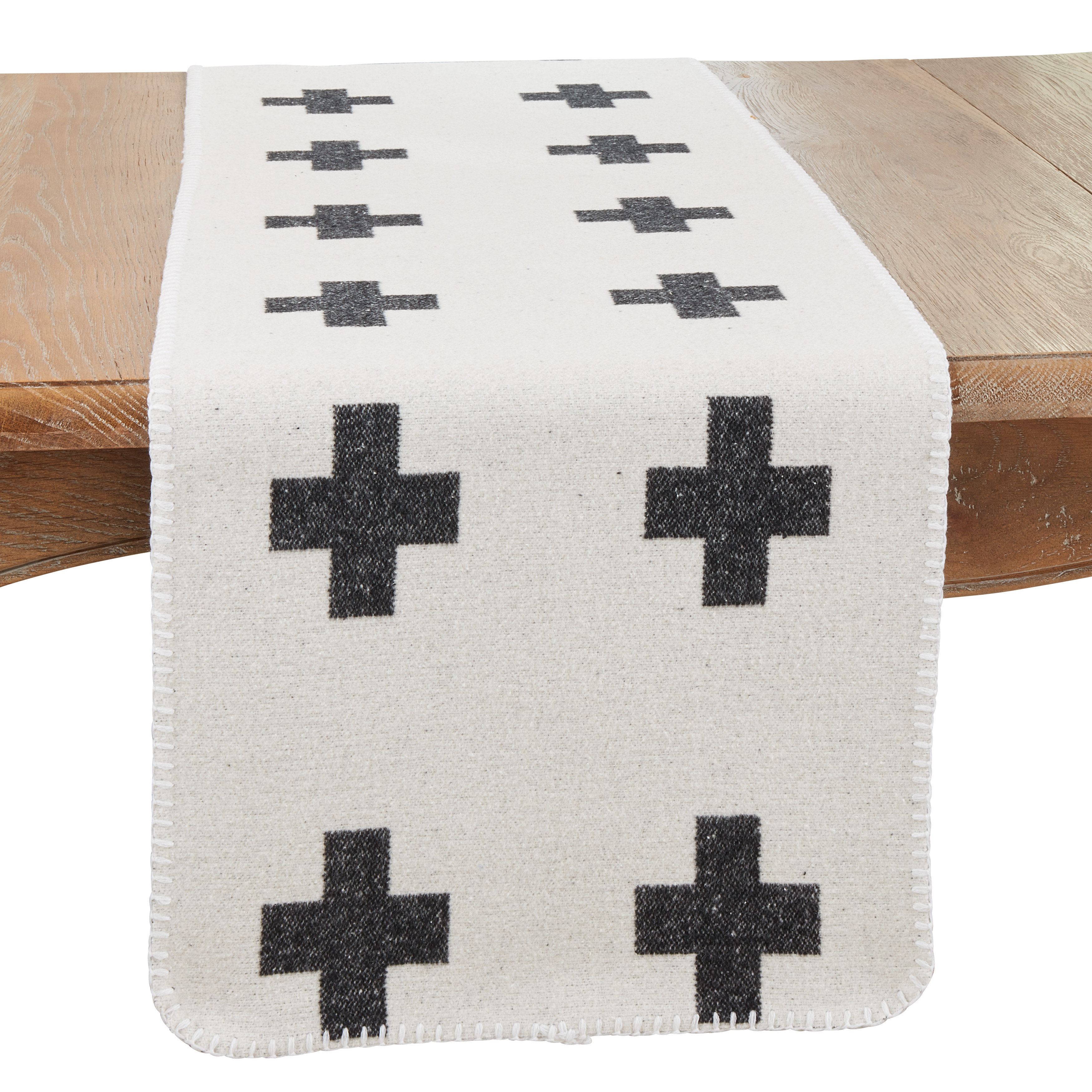 Saro Contemporary Reversible Plus Sign Table Runner | Wayfair