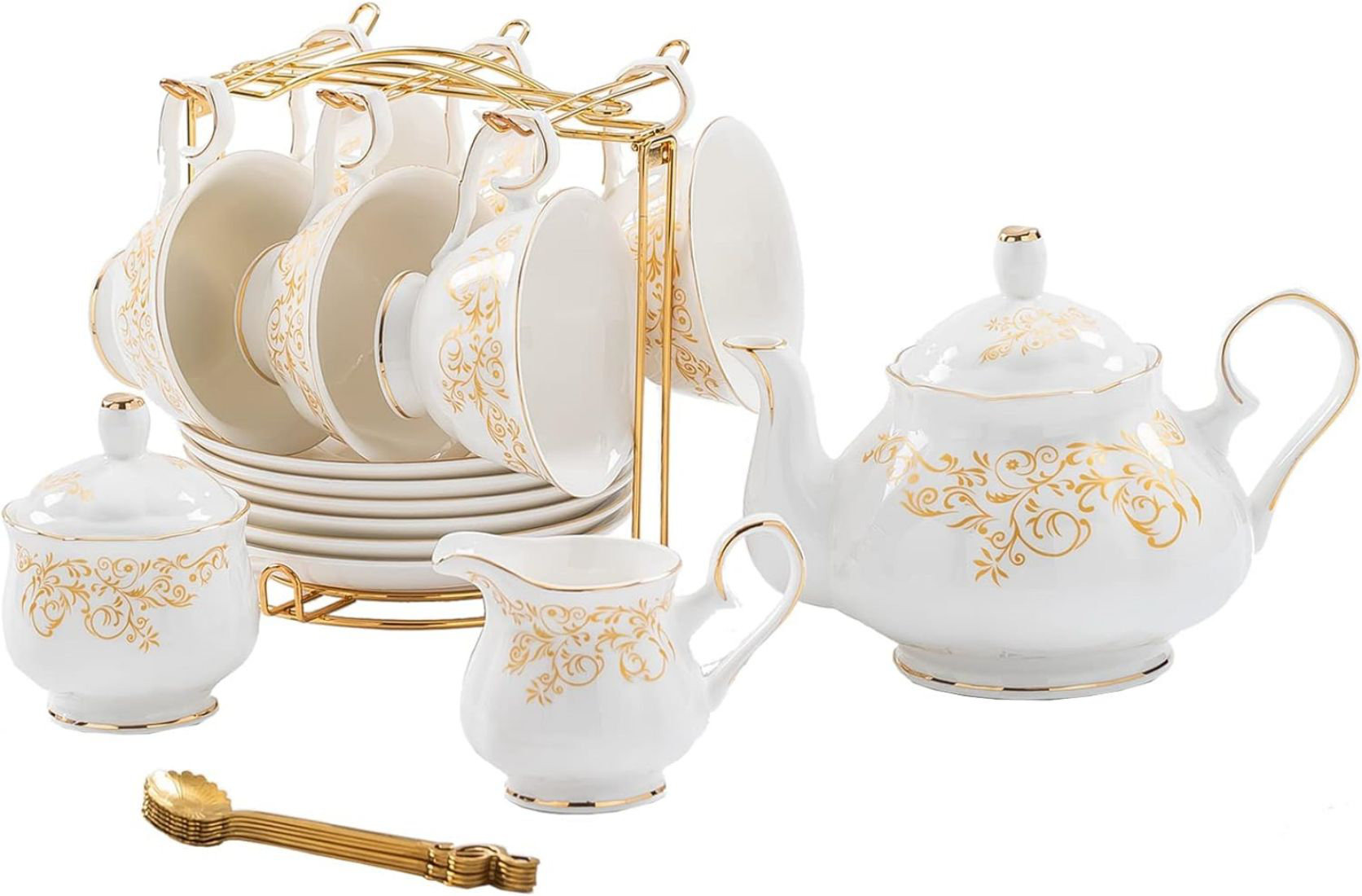 Rosdorf Park 22-pieces Porcelain Tea Set, Cups & Saucer Service For 6 ...