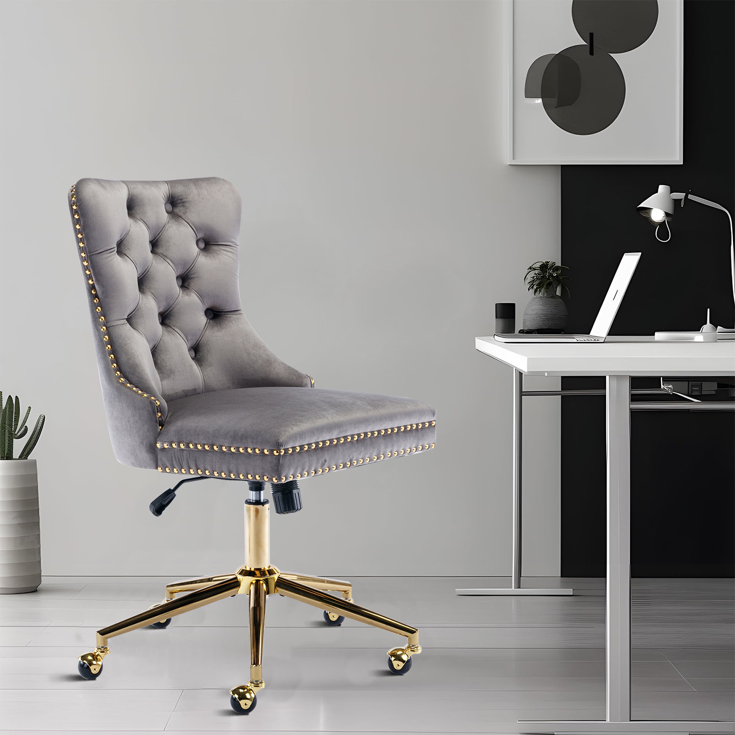 House of Hampton® Curtrina Velvet Office Chair | Wayfair