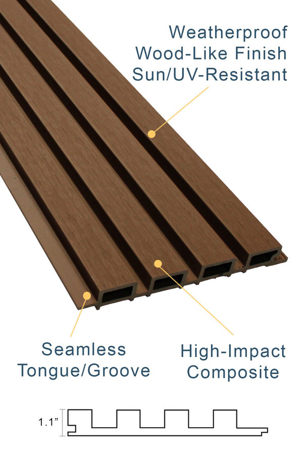 e-Joy 106” x 8.5” Outdoor Composite Cladding Siding, Wall Paneling ...