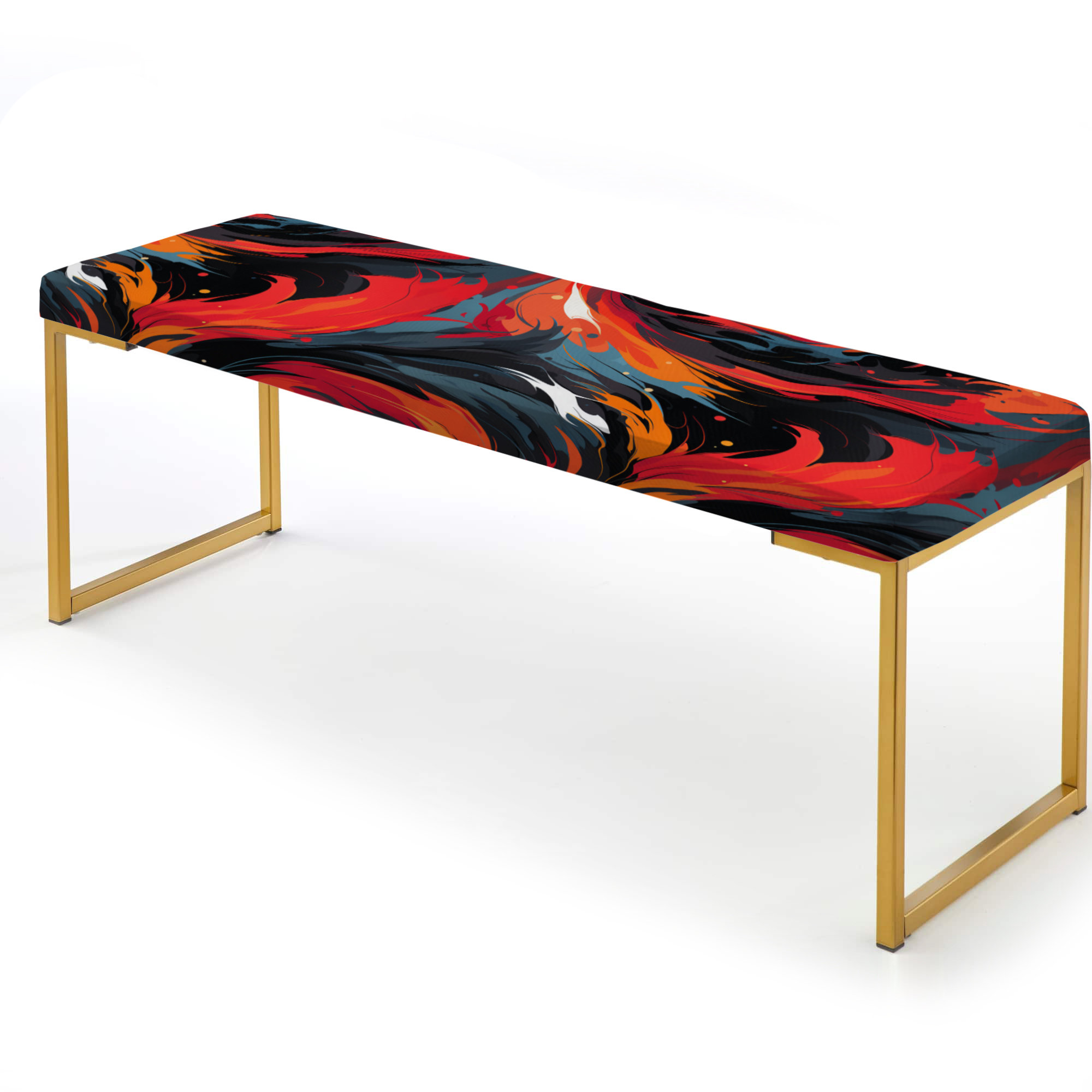Design Art Poupart Bold Brush Frenzy - Abstract Upholstered Gold Bench ...