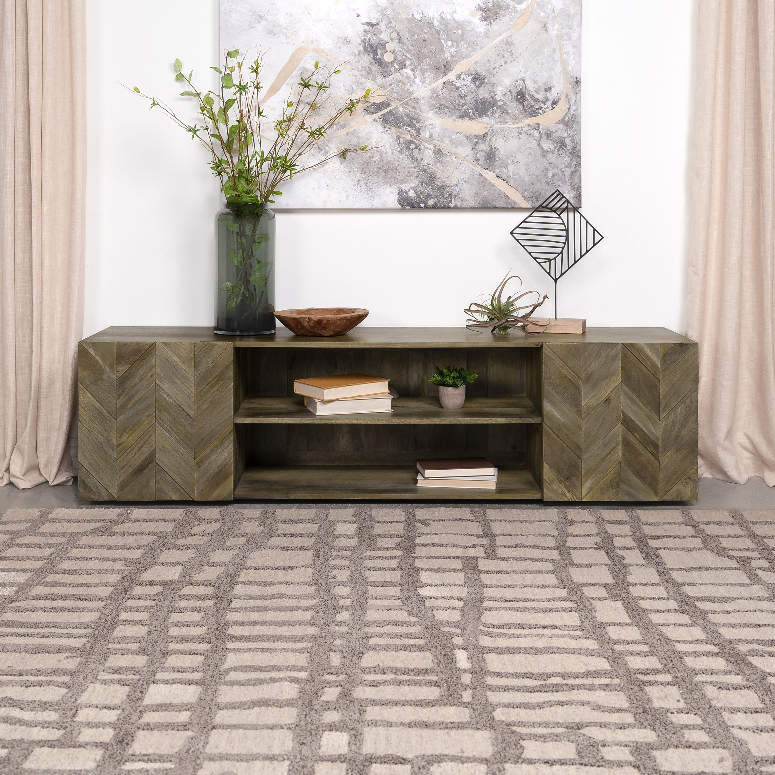 One Allium Way® Jessie Mango Brown Chic 2-Door TV Stand - Add a Touch ...