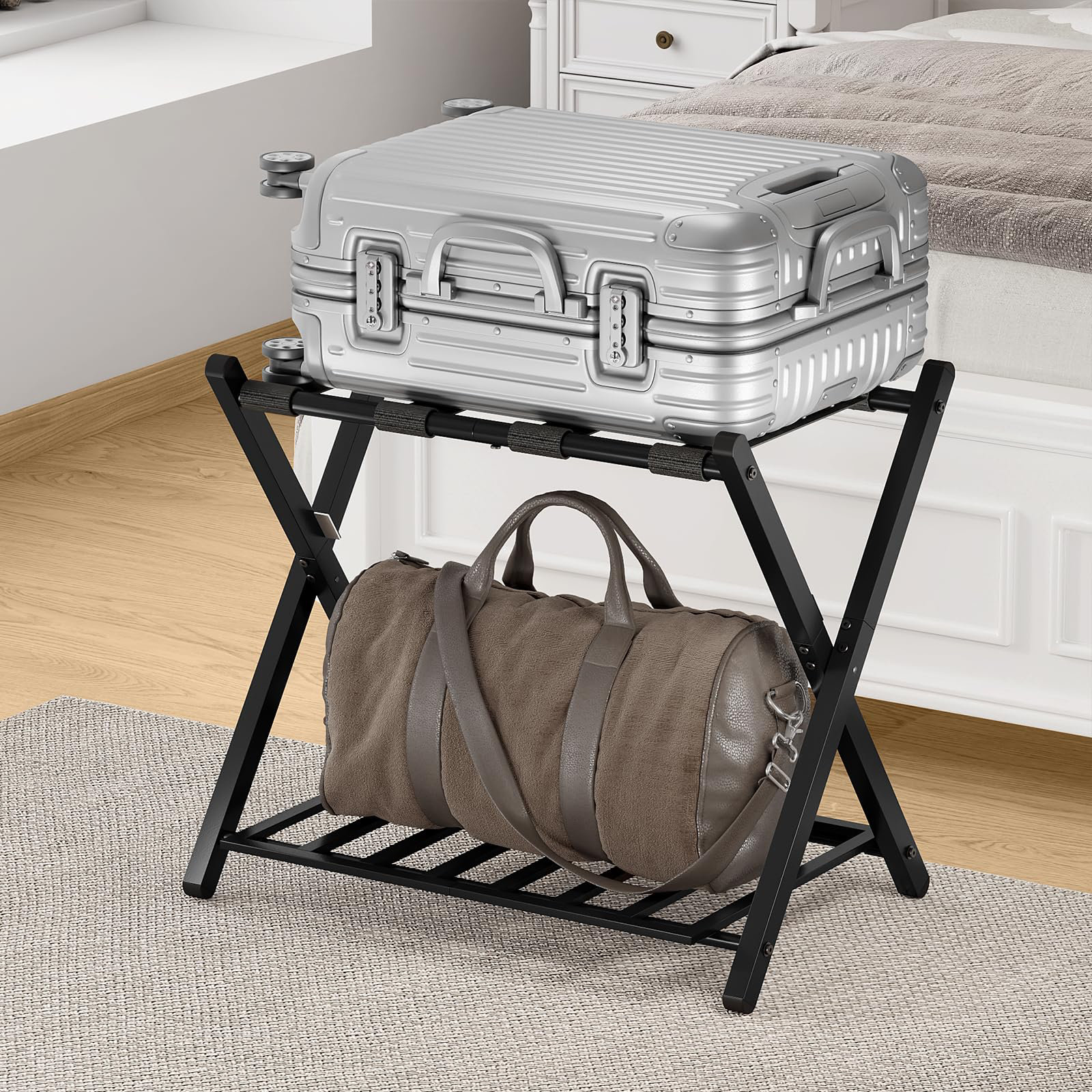LOVE YOUR BATH LLC Foldable Luggage Rack With Unique Magnetic Lock And ...