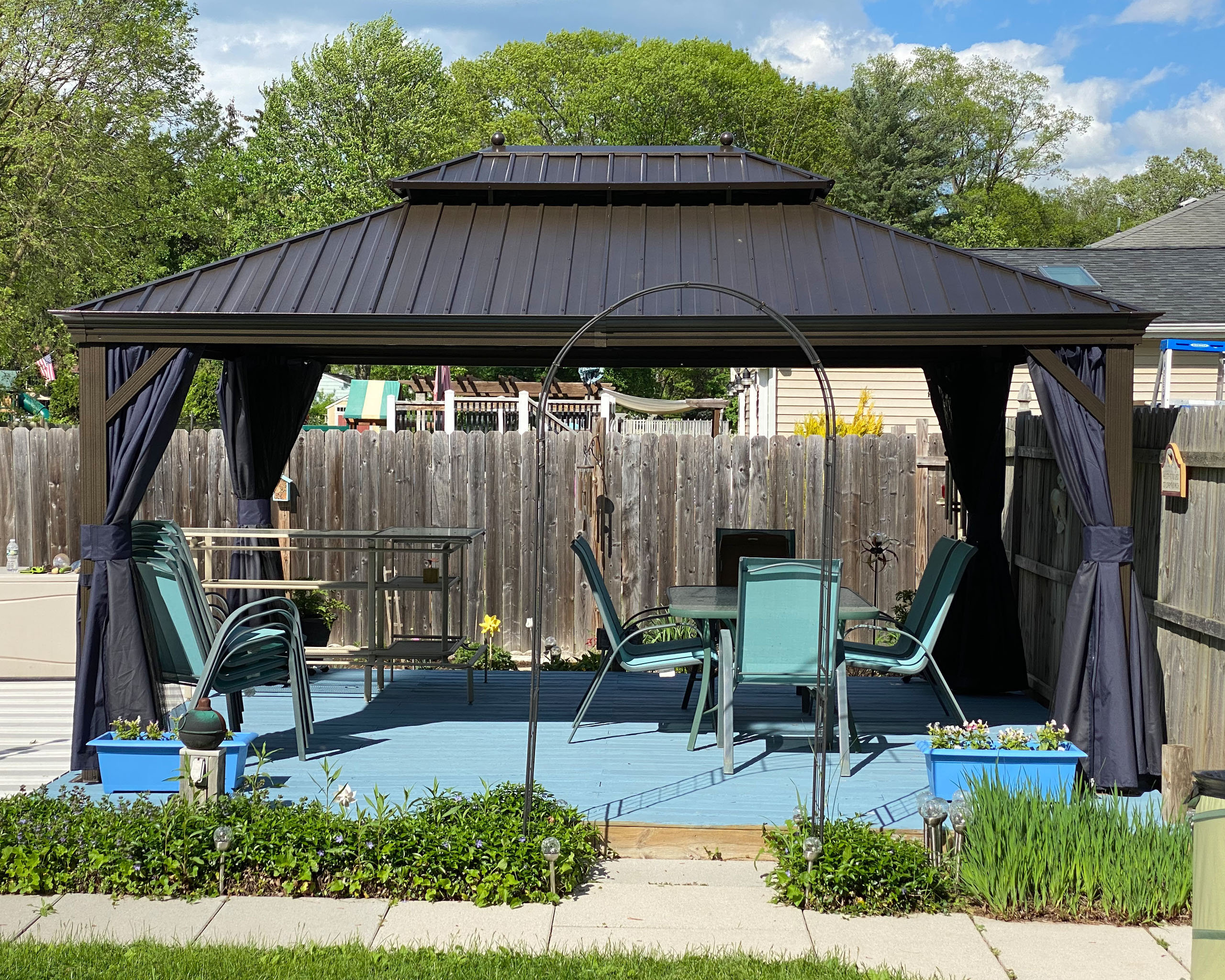 Purple Leaf Pavillon de jardin à toit rigide 12 pi x 16 pi avec filet ...