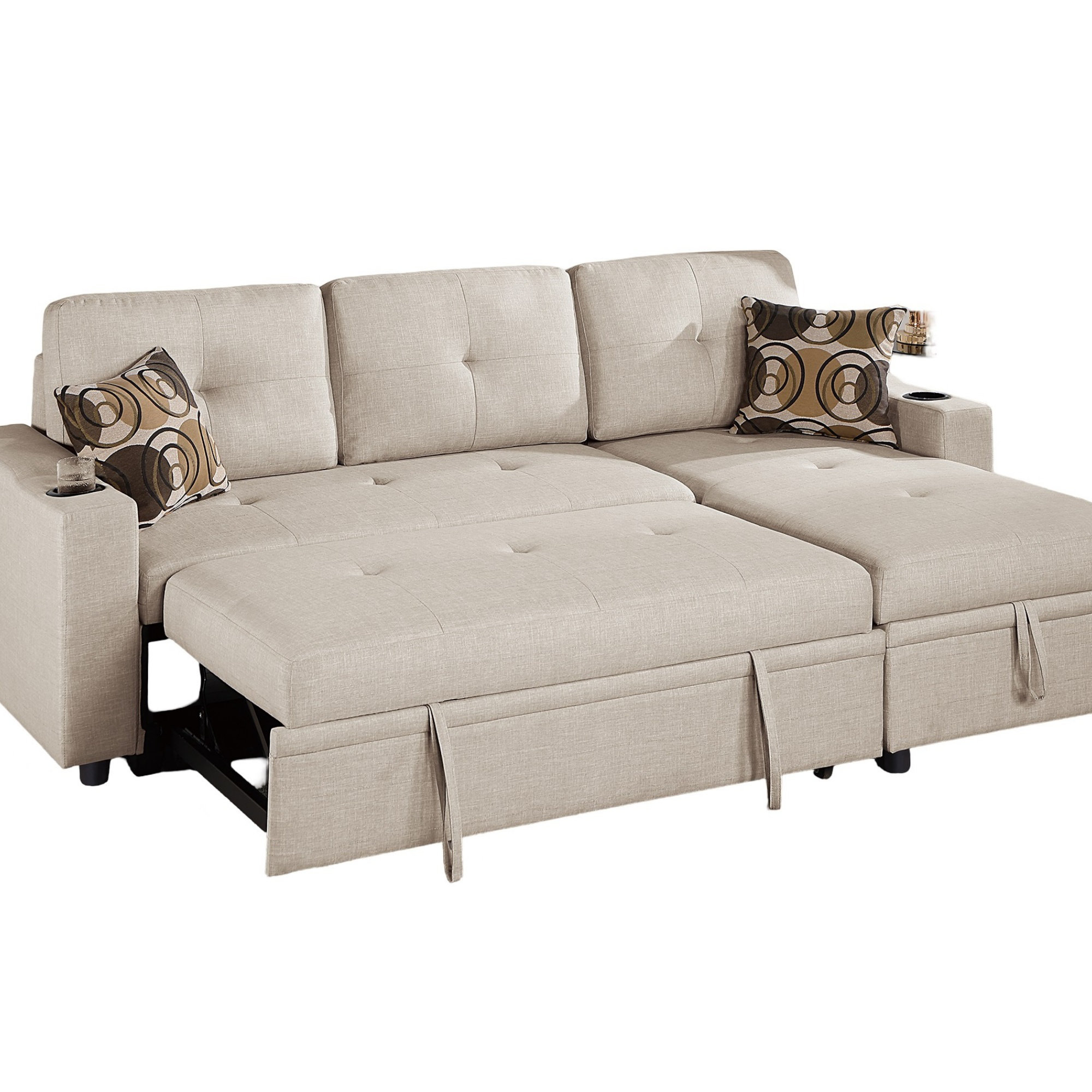 Latitude Run® Dorris Fabric Convertible Sectional Sofa Pull Out Bed ...