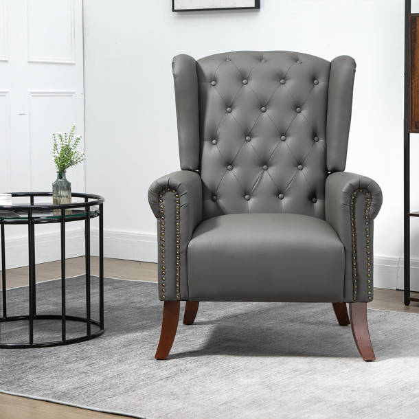Ivy Bronx Krushap Vegan Leather Wingback Chair | Wayfair