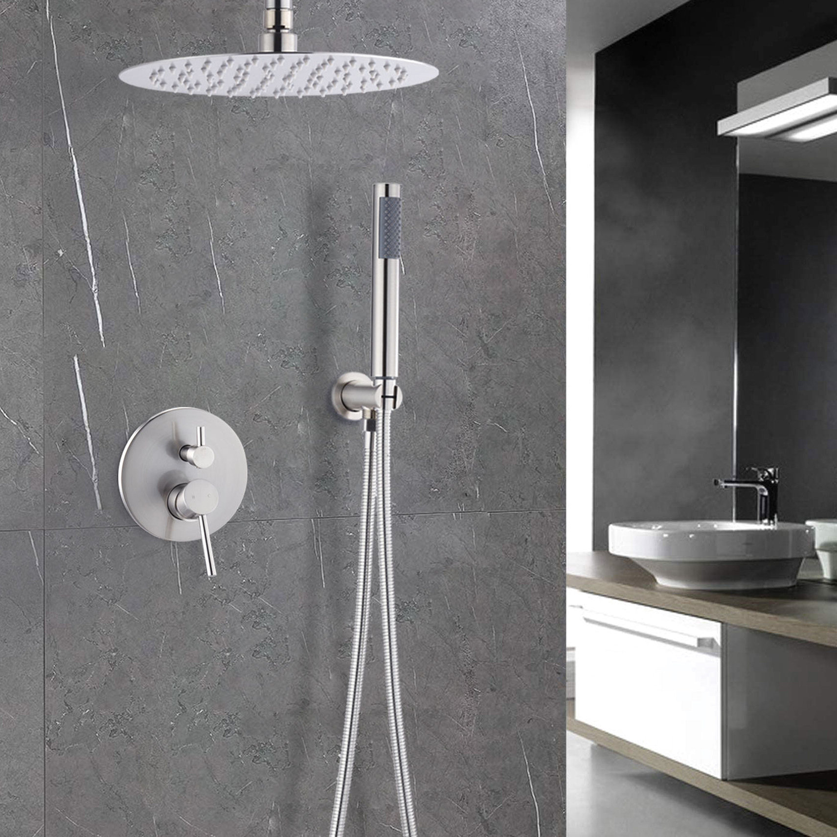 Banior Wall Mounted Shower Assembly With 10 Inch Head And Movable ...