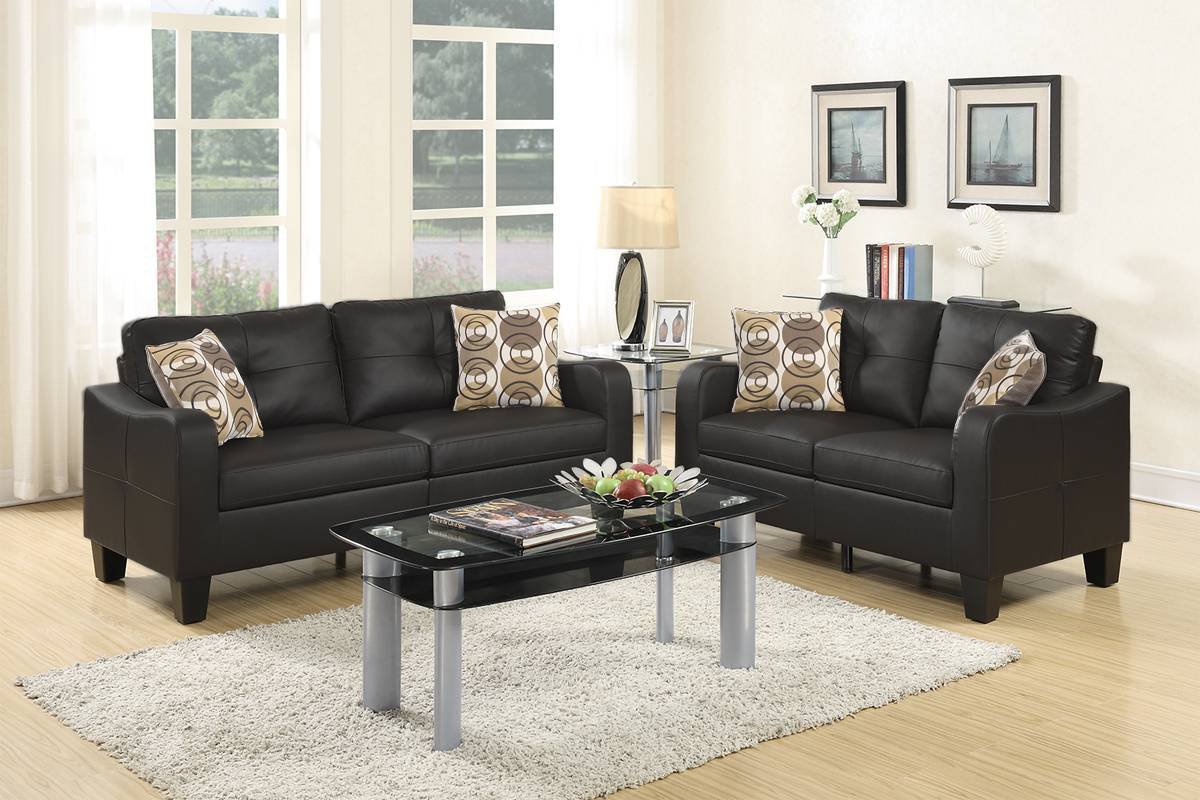 Latitude Run® Artik 2-piece Sofa Set Upholstered In Espresso Faux ...