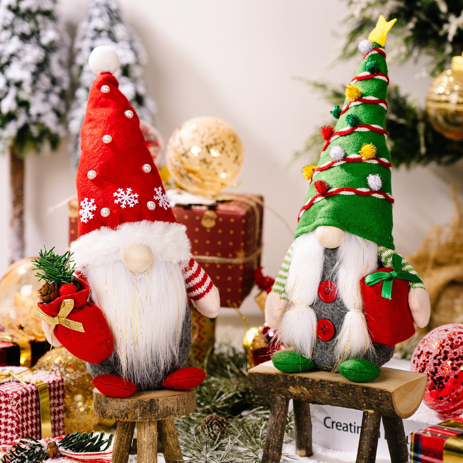 The Holiday Aisle® Jolly Companions Christmas Gnome Decor Set Of Two ...