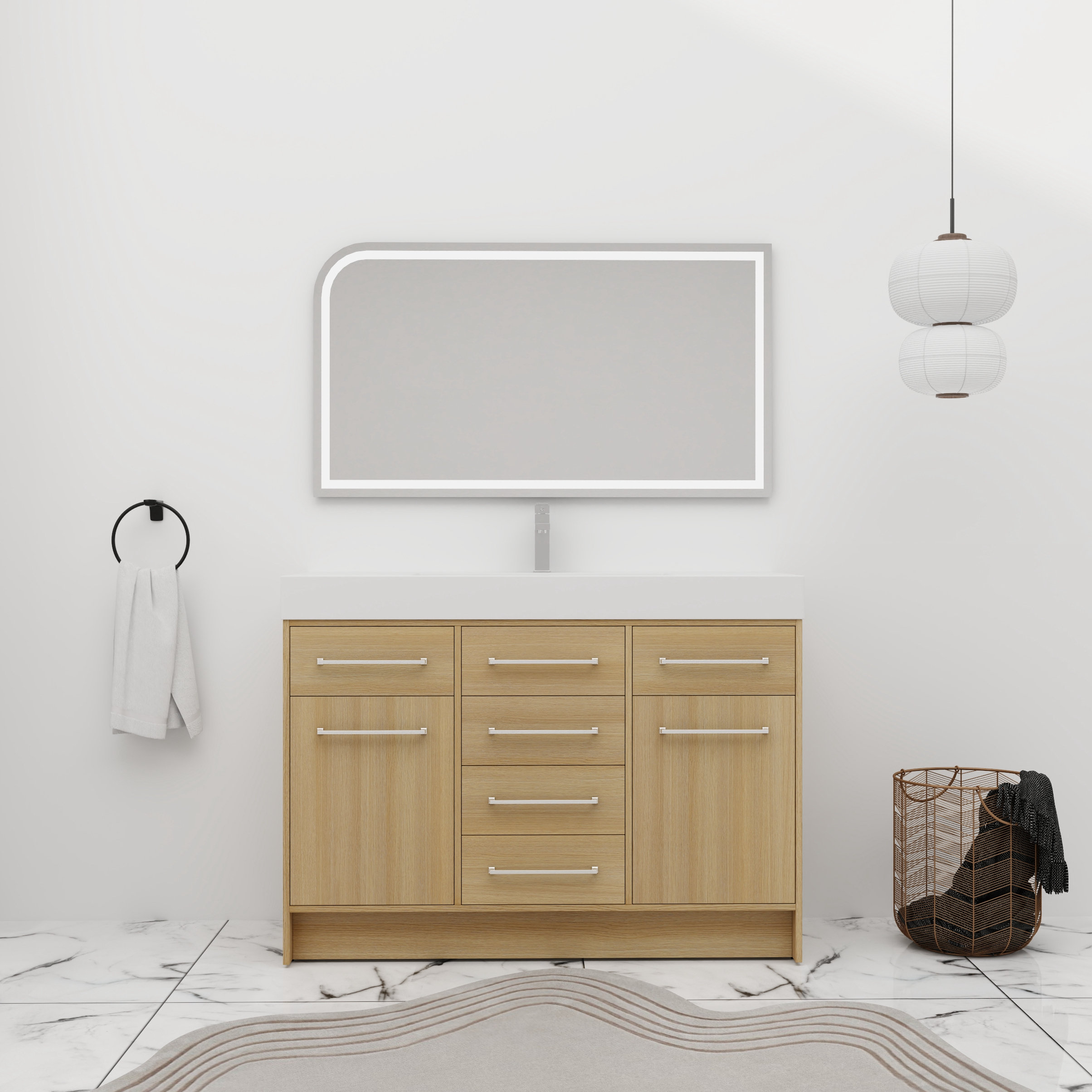 Hokku Designs 48'' Single Bathroom Floating Vanity with Resin Top | Wayfair