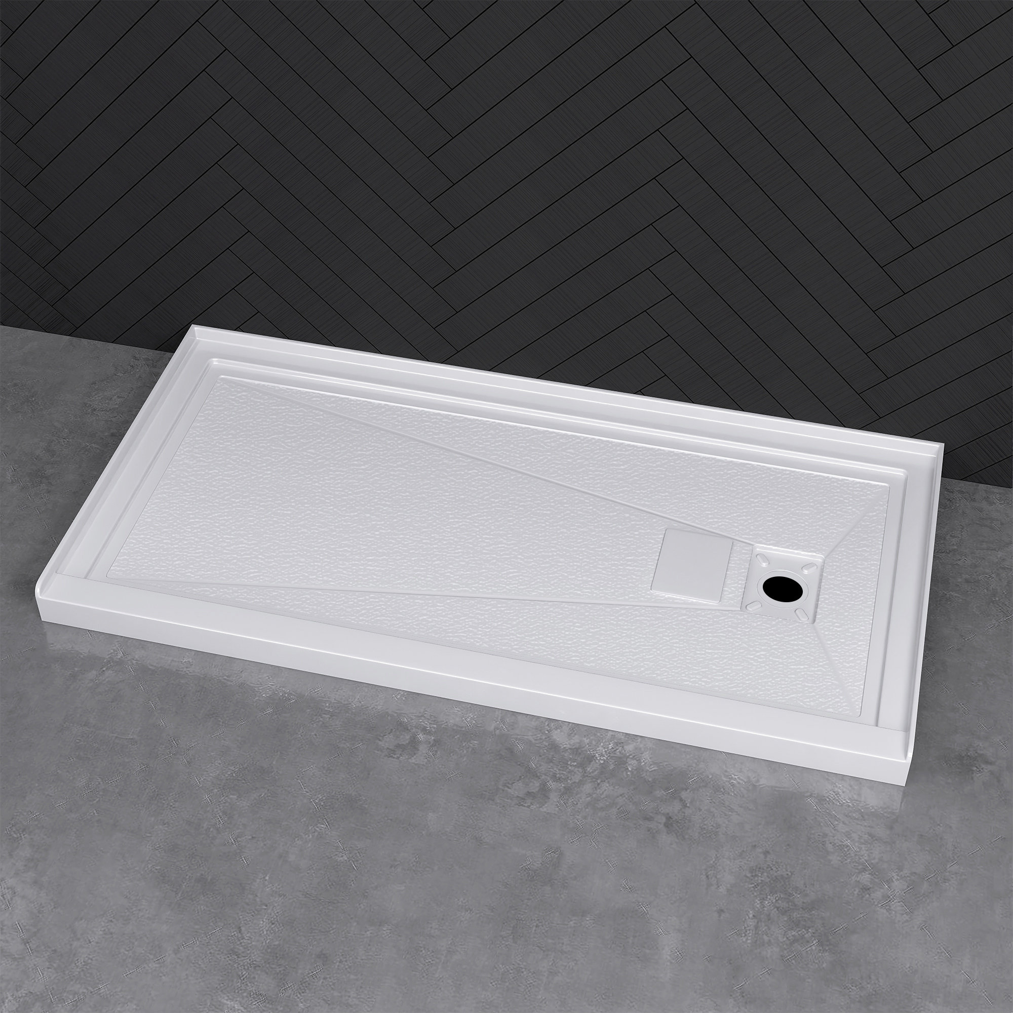 ZEAFIVE Shower Bases & Pans 72" W x 36" D Single Threshold Shower Pan ...