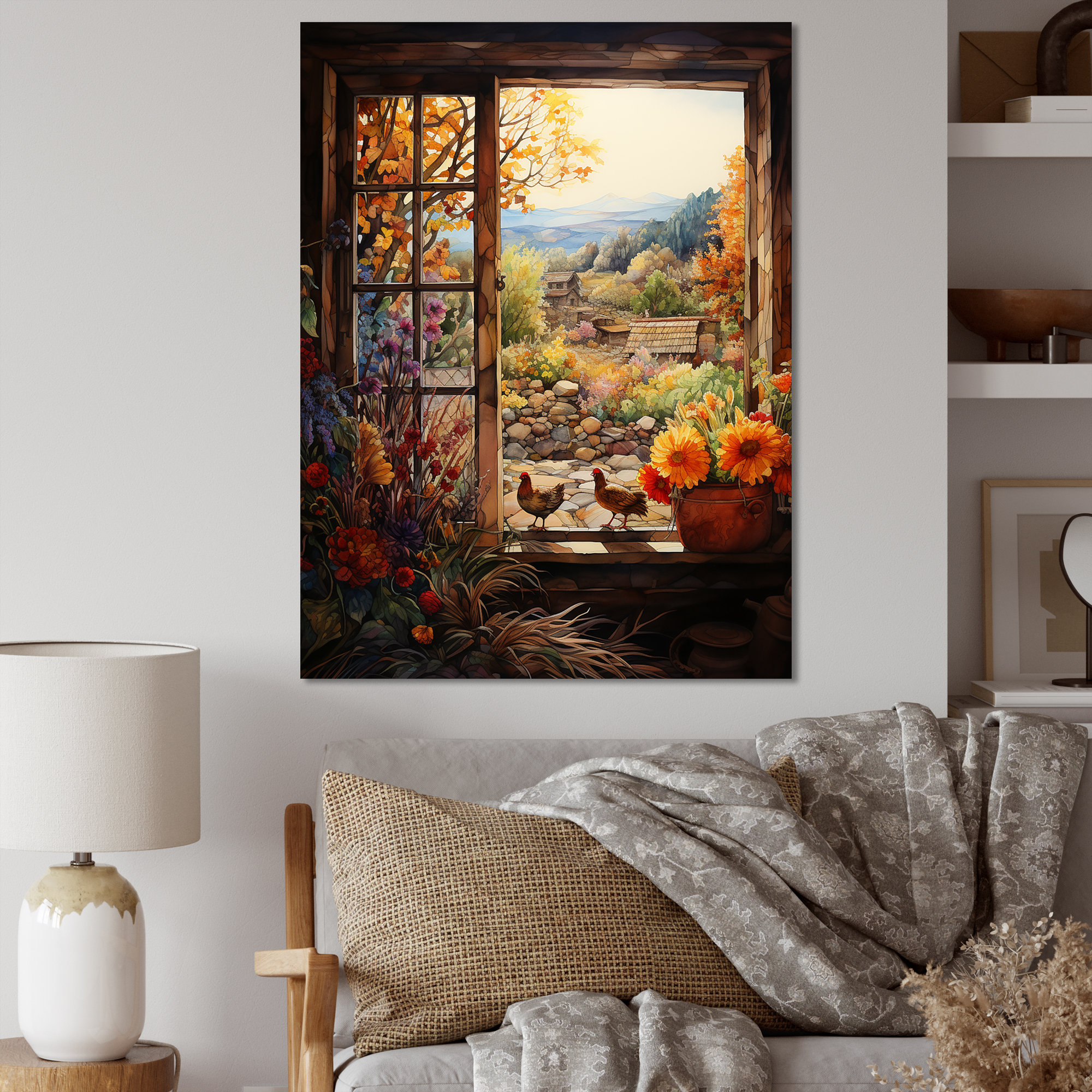 August Grove® Brown Farmhouse Window Blooms In Summer II - Farmhouse ...