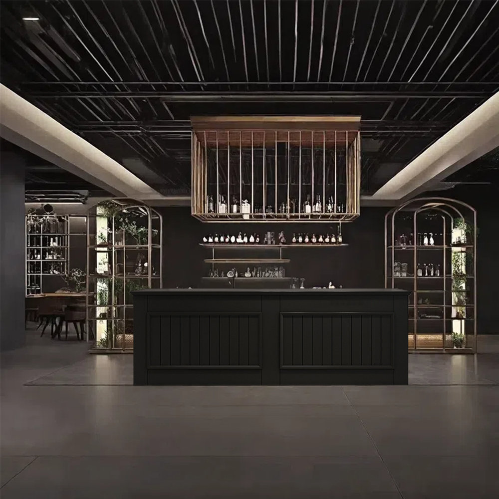 KPXU Bar Counter 78.74-Inch Multifunctional Bar Cabinet with Stemware ...