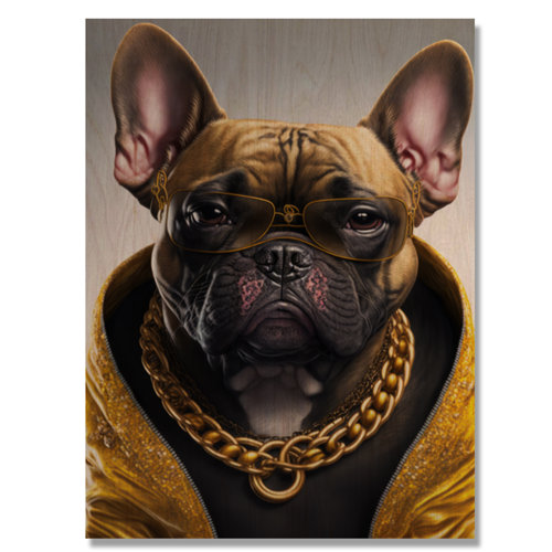 Trinx Frenchie Gangster In NYC I On Wood Print | Wayfair
