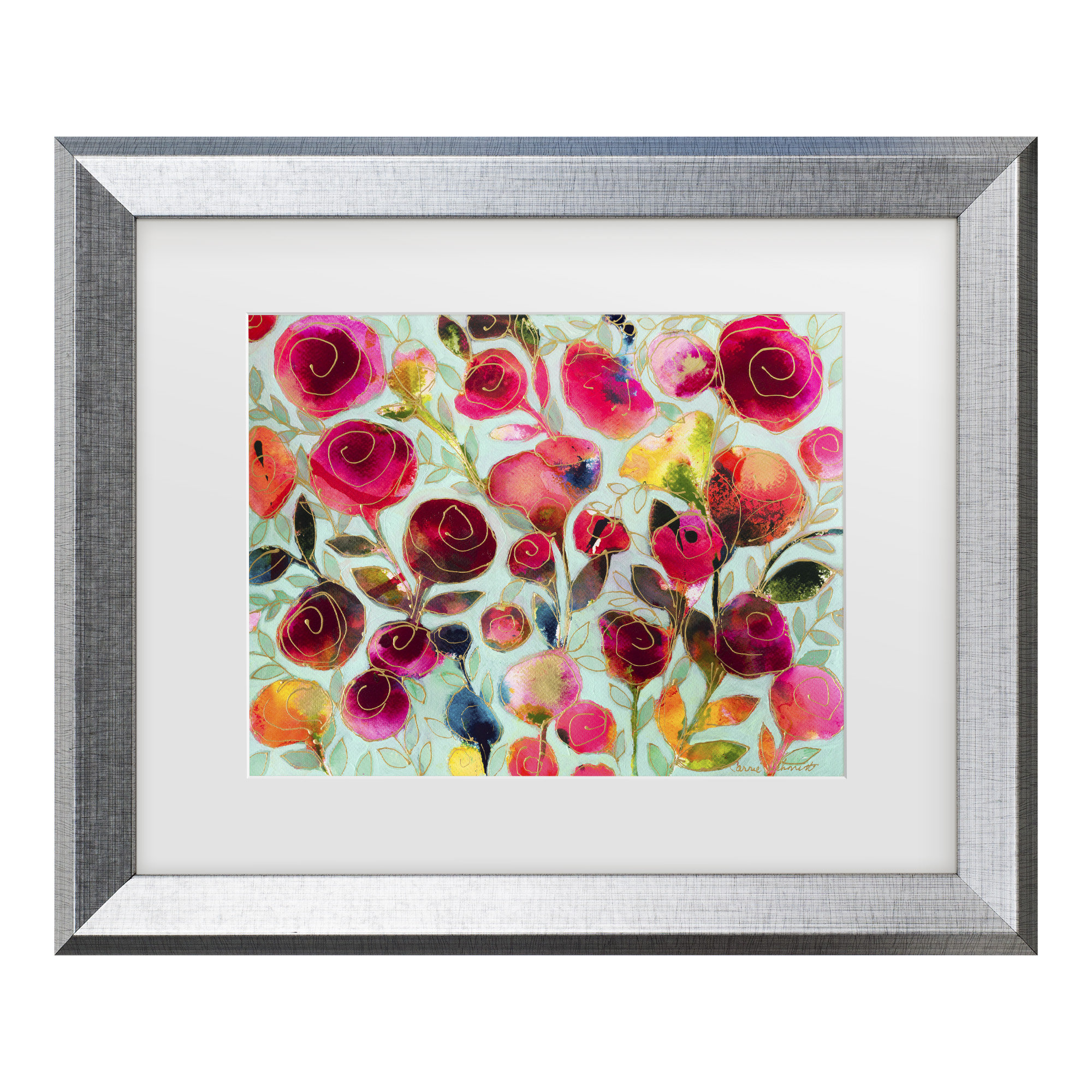 Ebern Designs Bolog Carrie Schmitt Water Blooms Matted Framed Art | Wayfair