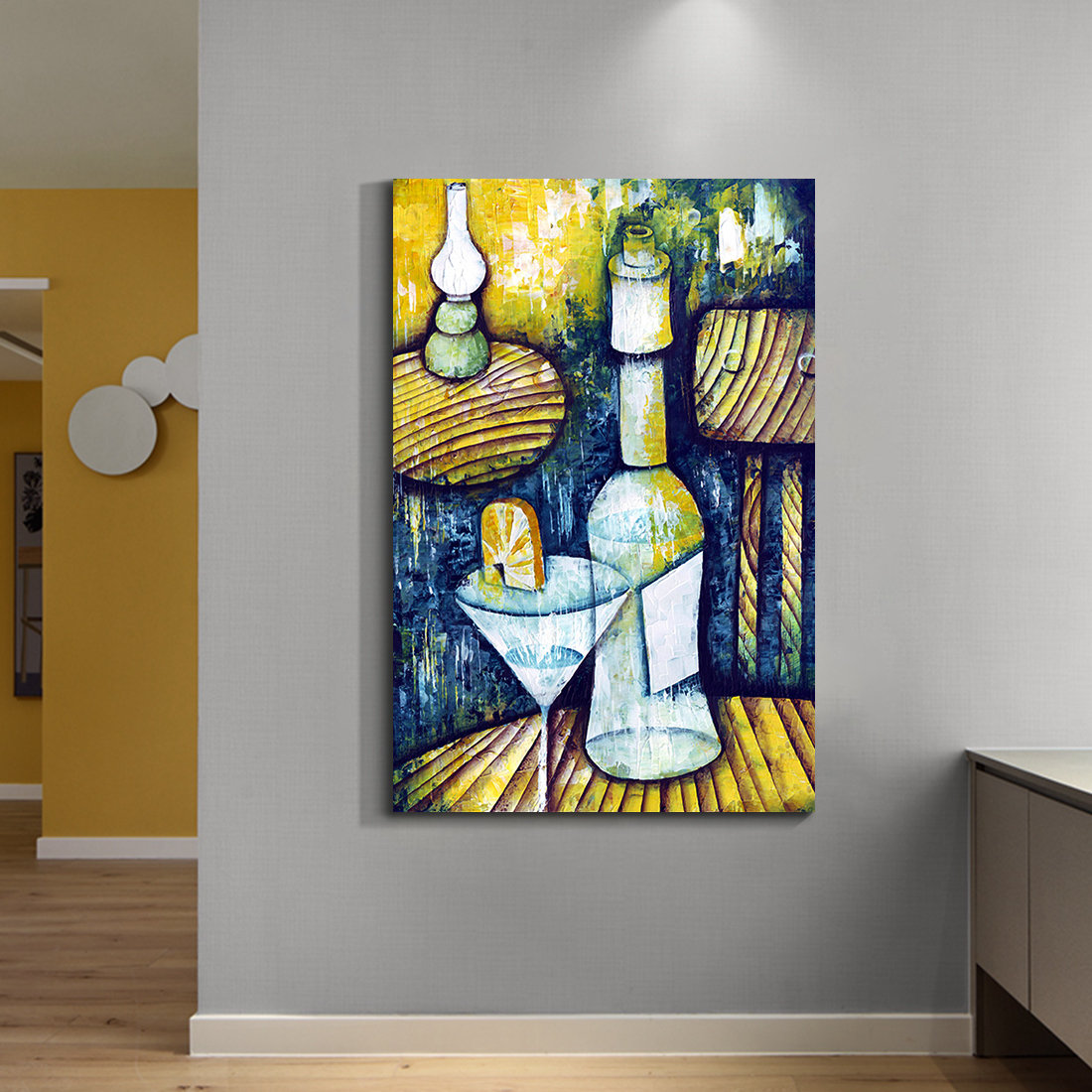 Winston Porter Abstract Liquor And Bottle On Canvas Painting | Wayfair