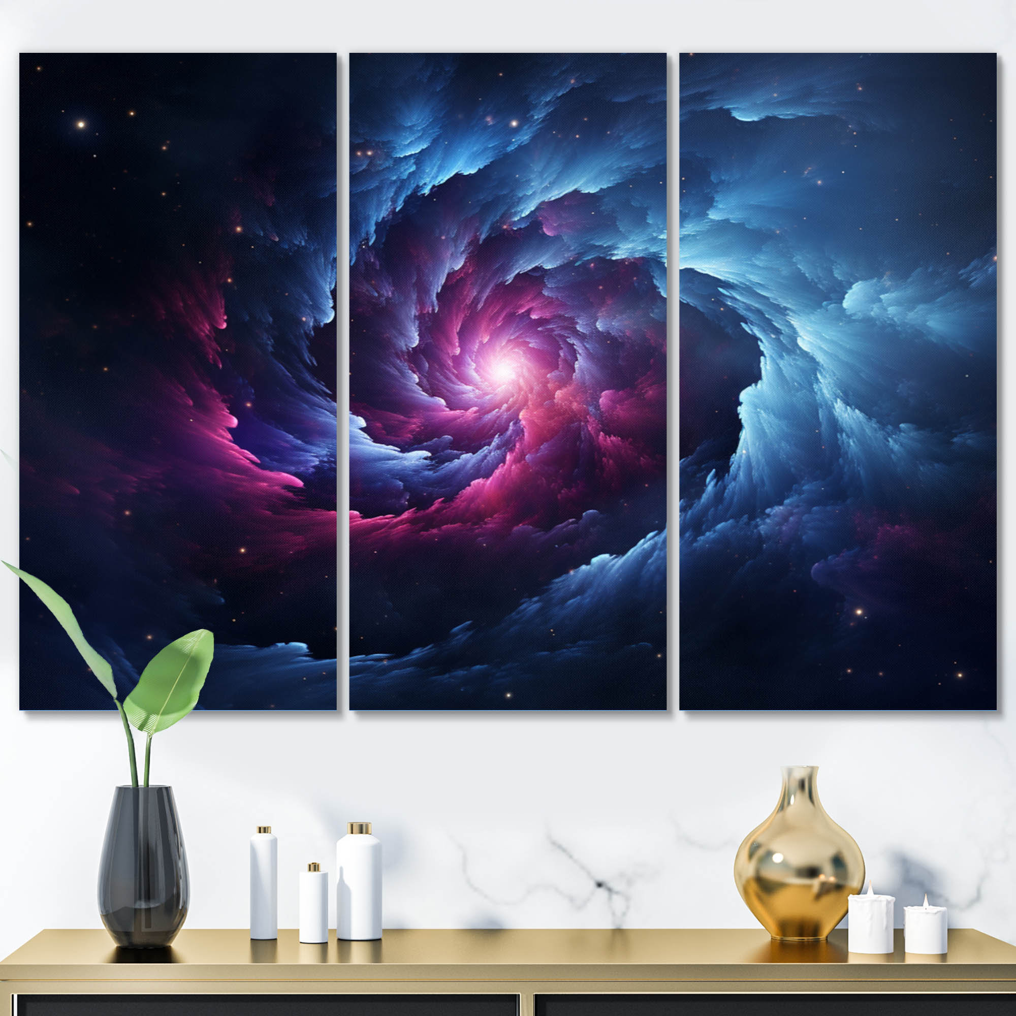 DesignArt Pink Blue Astronomical Dreams - Galaxies Metal Wall Decor Set ...