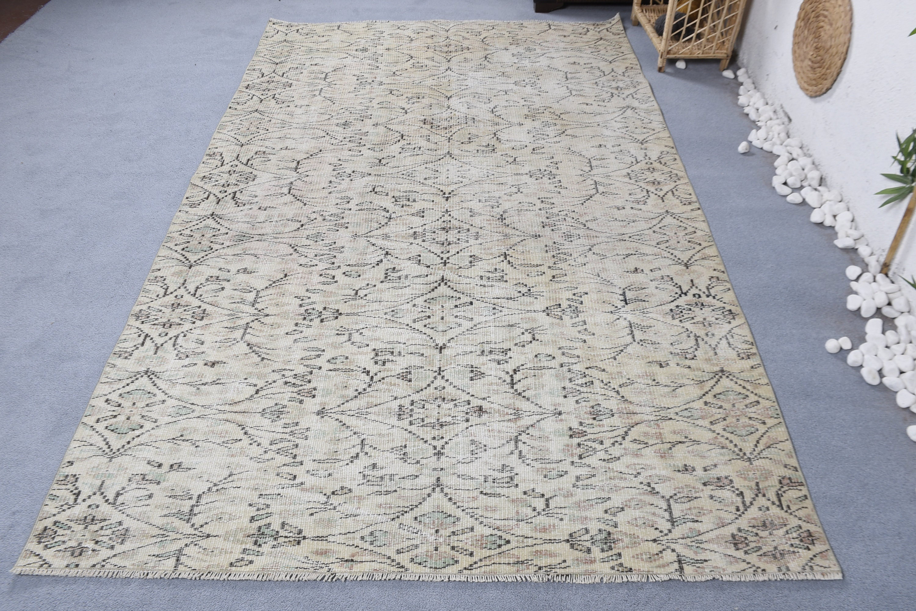 Isabelline Neutral Rugs, Kitchen Rug, 5.2x8.4 ft Large Rug, Beige ...